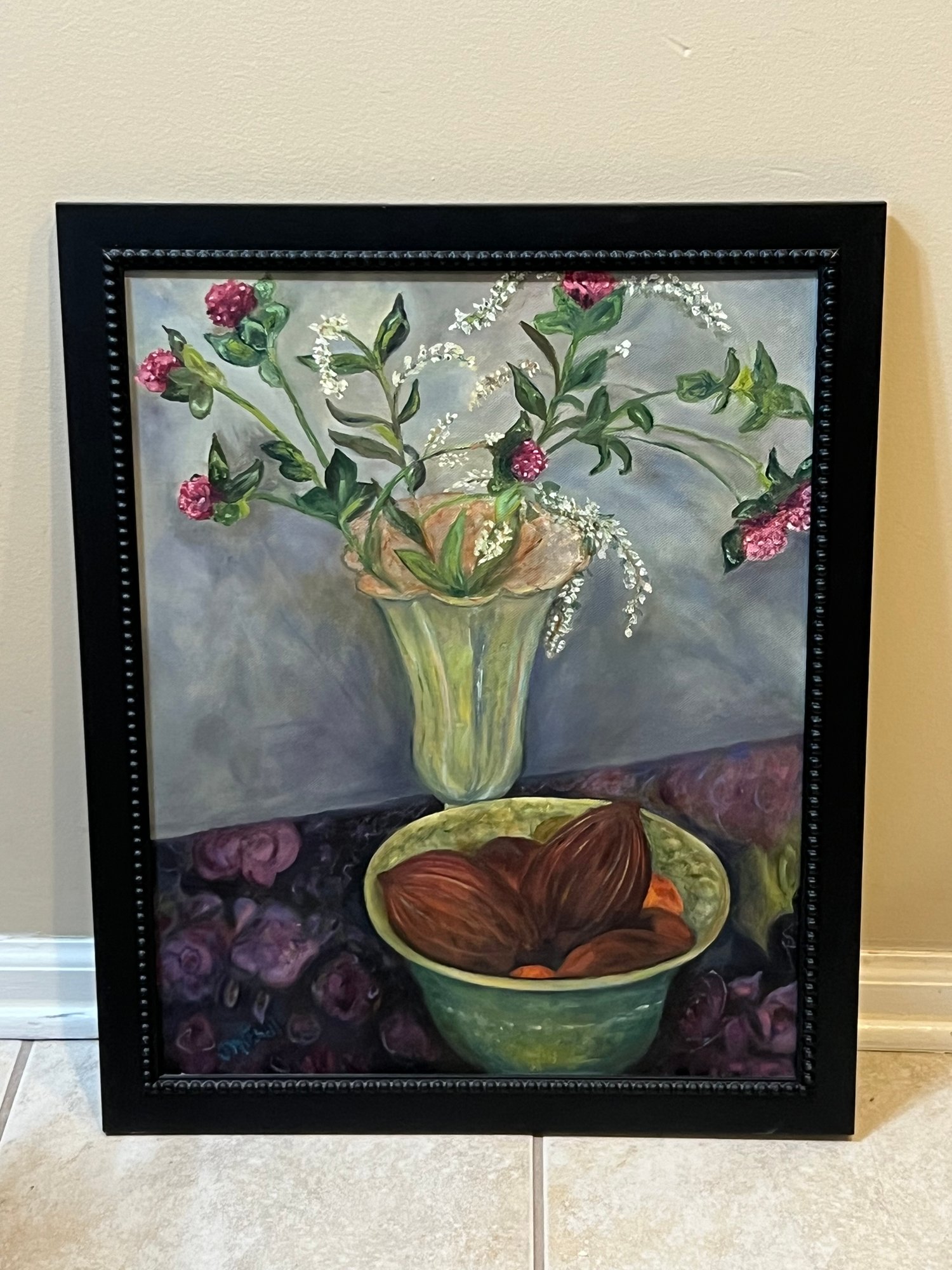 Original Signed Pretty Oil On Canvas Still Life #2029267 | Auctionninja.com