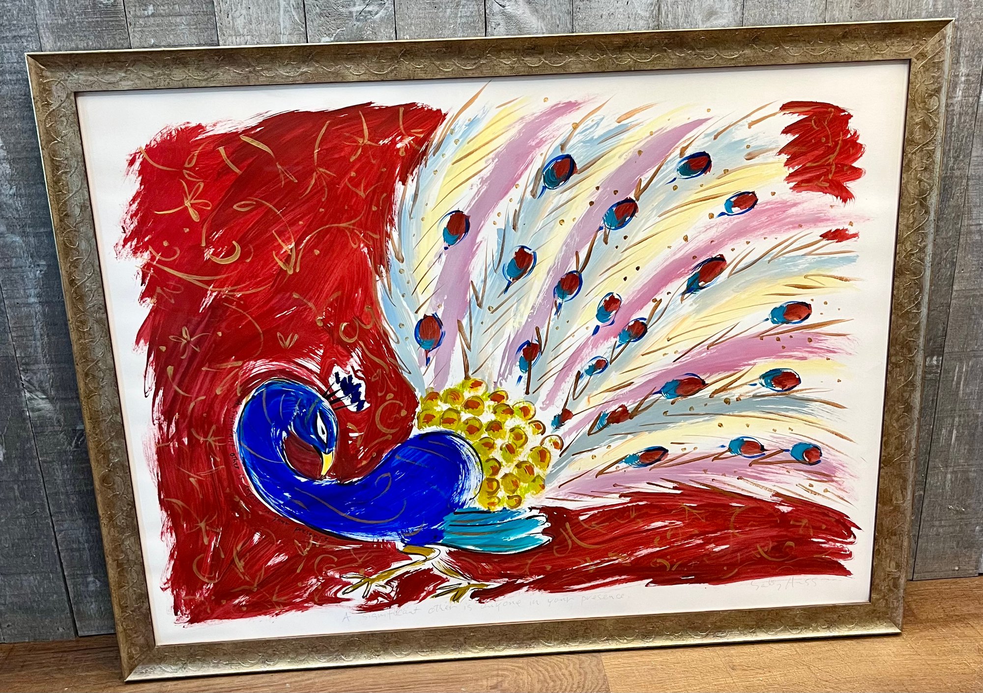 Noted Artist Peacock Watercolor Framed #13472 | Auctionninja.com