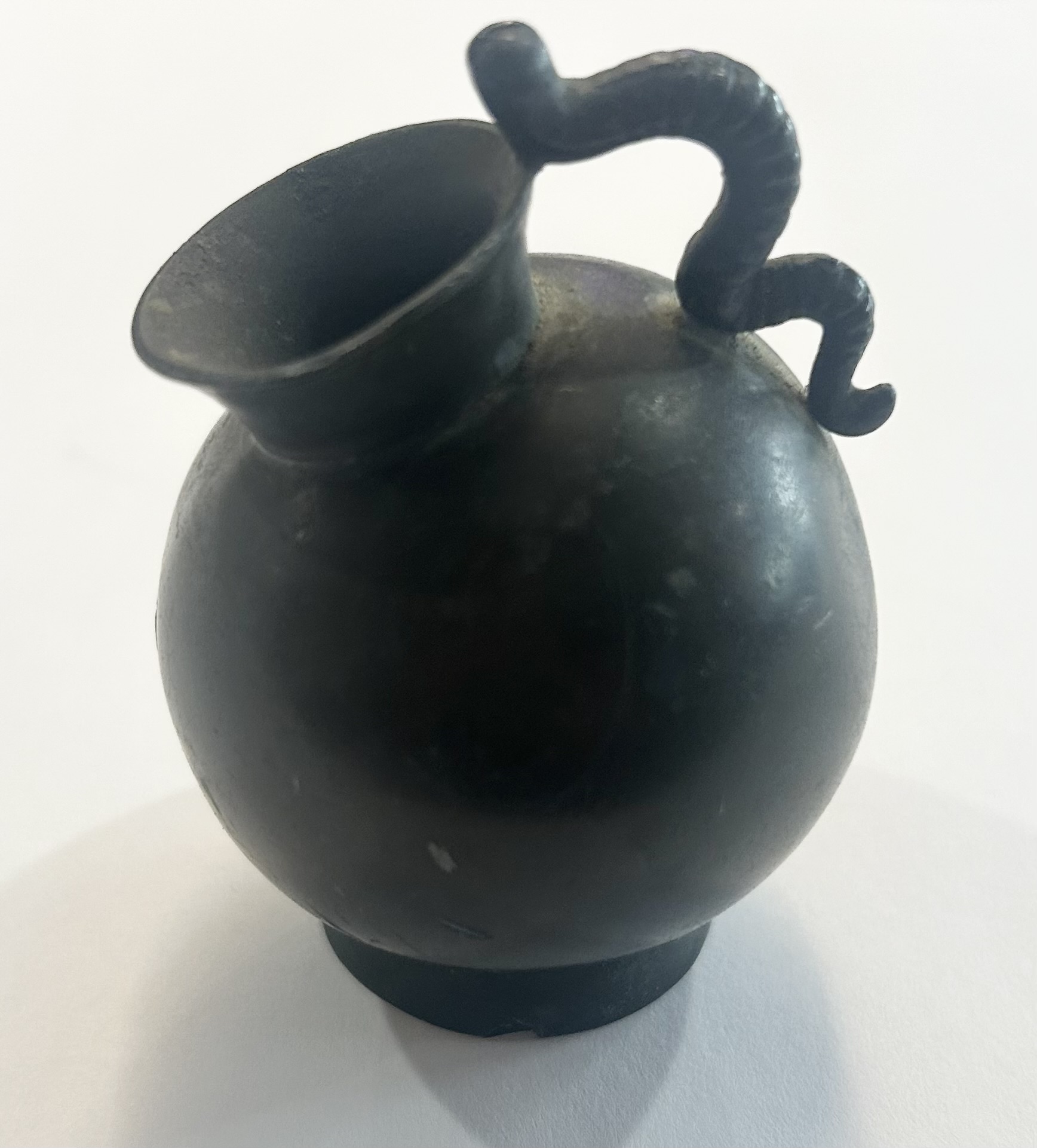 Just Anderson Bronze Patina Disko Metal Inkwell W/ Worm Decoration ...