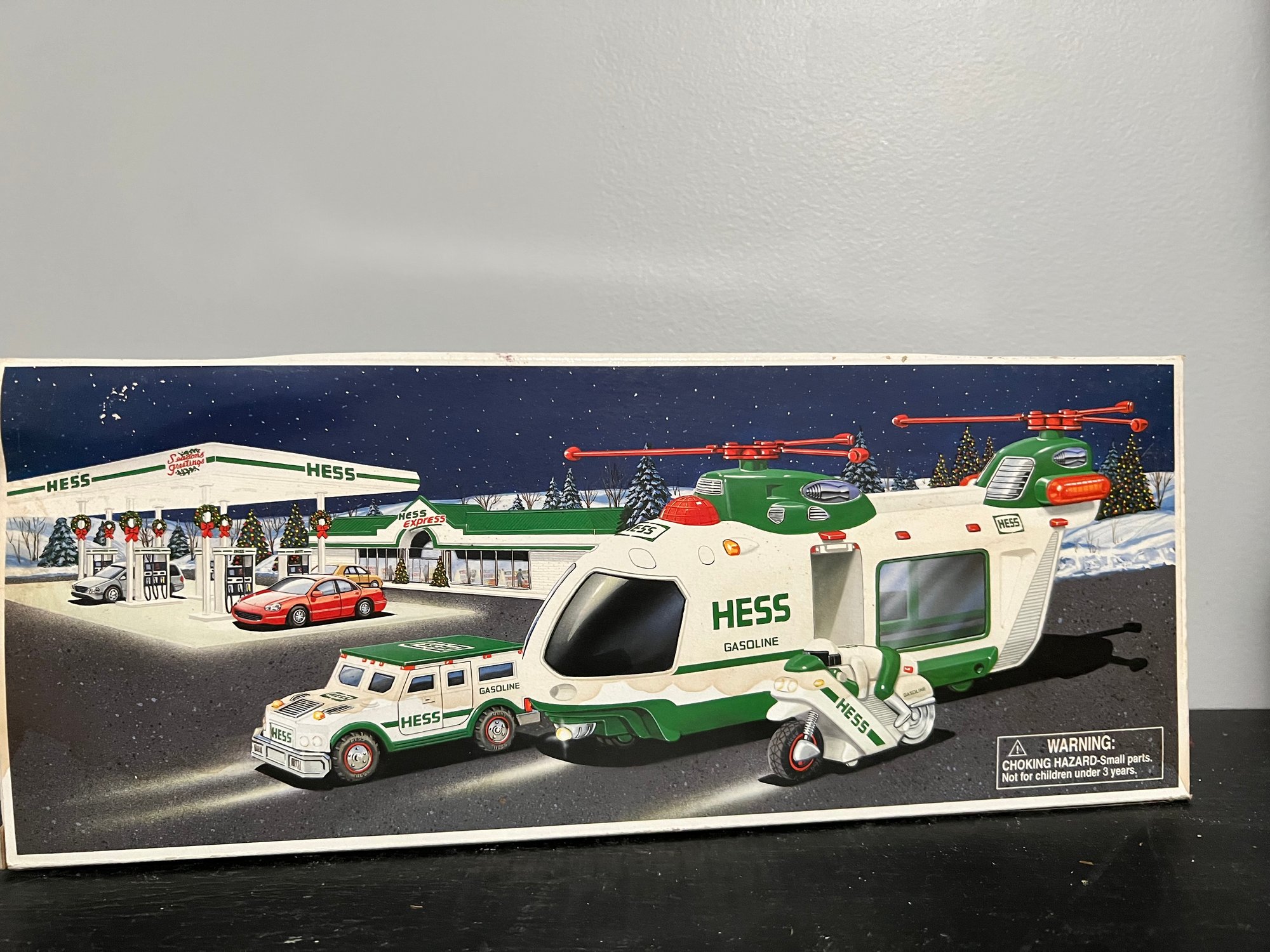 2001 Hess Helicopter With Motorcycle & Cruiser #29010 | Auctionninja.com