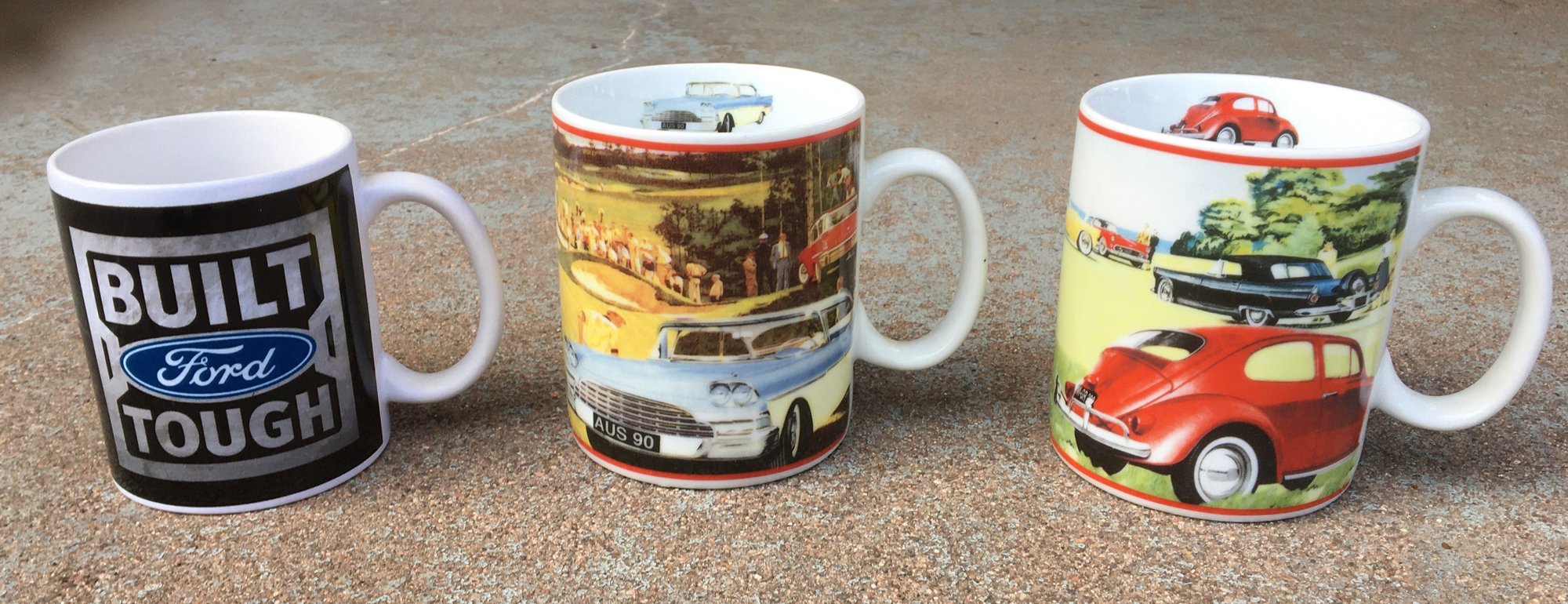 Lot Of 3 Auto / Car Coffee Cup Mugs - Chevrolet, Ford, Volkswagen ...