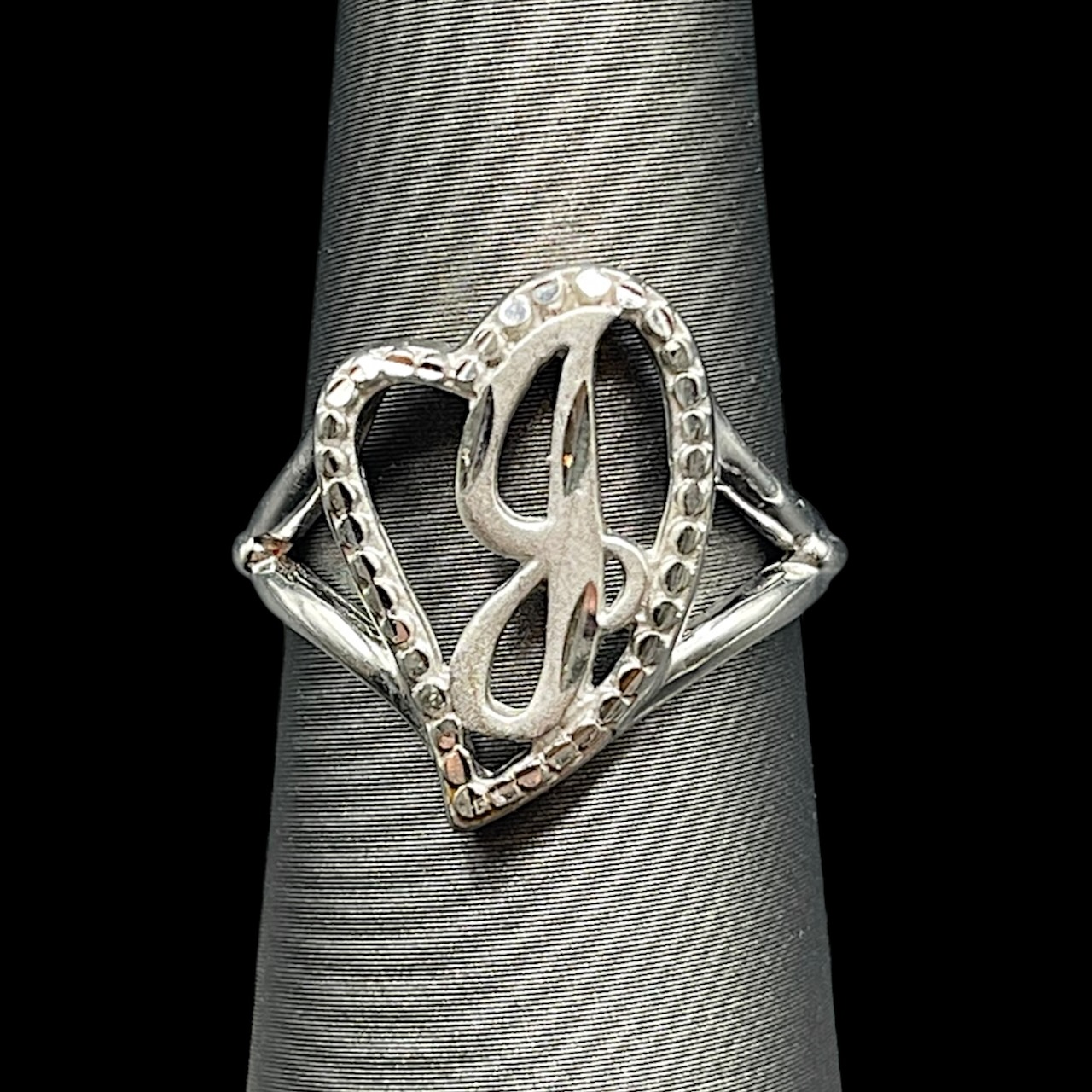 Vintage AVON Sterling Silver Heart And Initial Ring, Size 6.25 ...