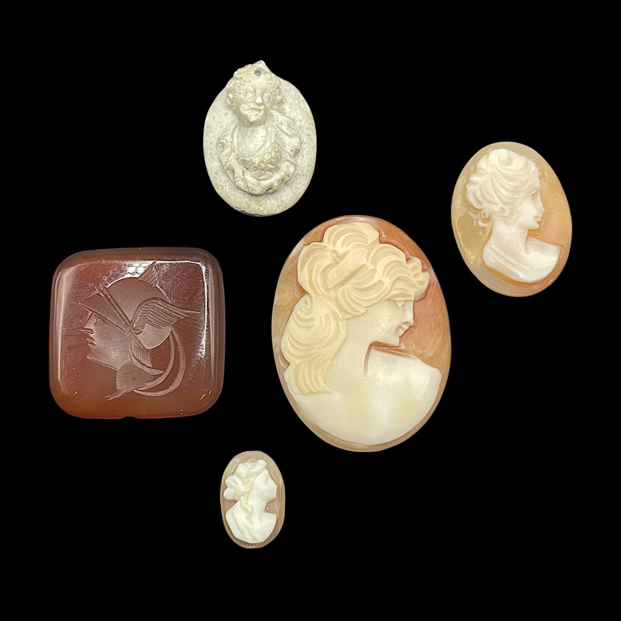 Lot Of 5 Vintage Cameo Portrait Faces #23523 | Auctionninja.com