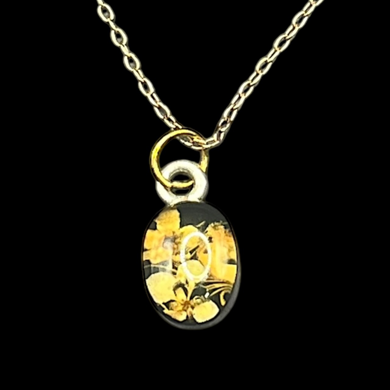 Vintage 12K Gold Filled Chain With Sterling Silver Oval Flower Enchased ...