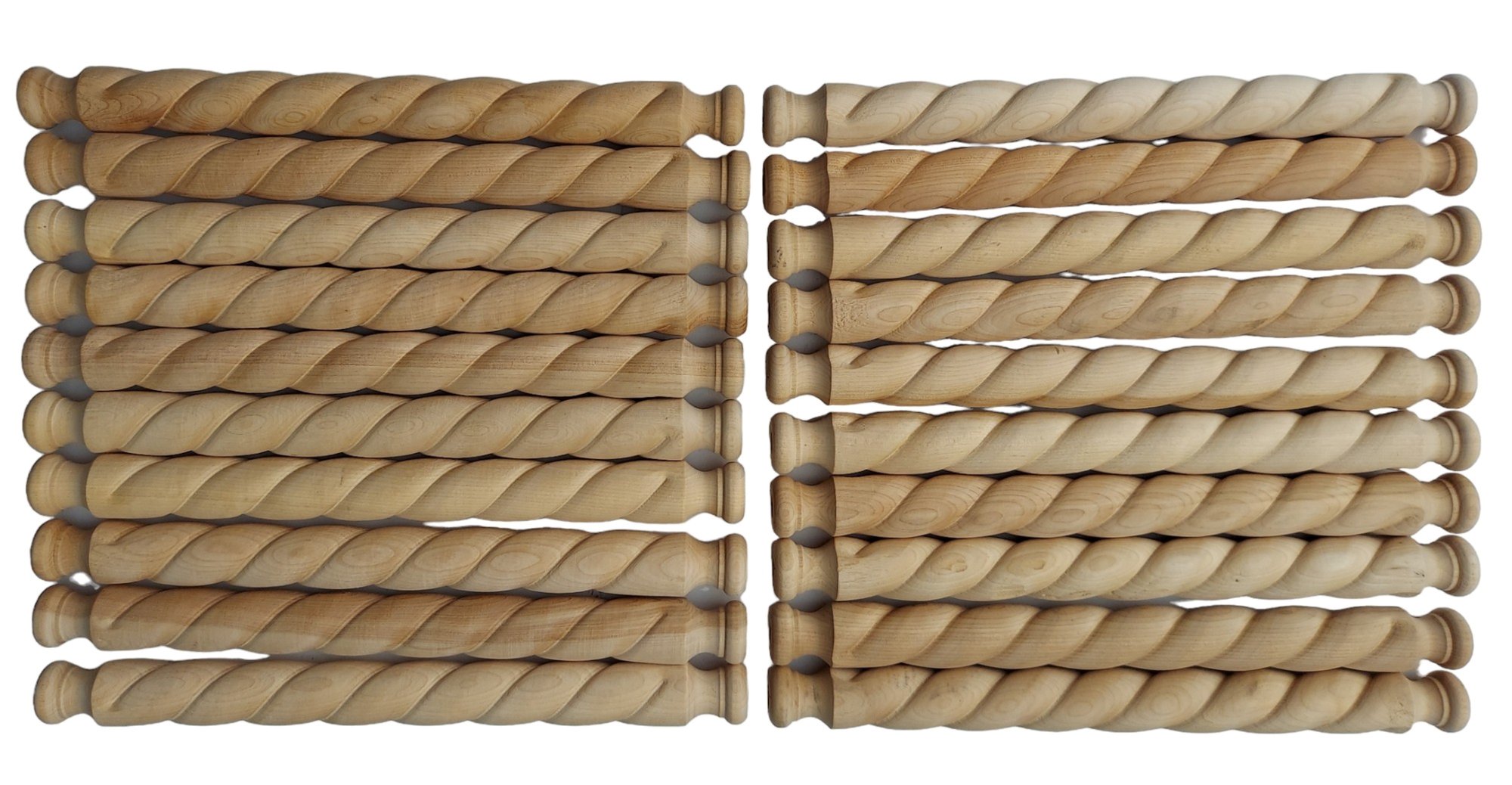 LOT OF 20 UNFINISHED CANADIAN PINE ROPE TWIST 12" WOODEN SPINDLES #7351 ...