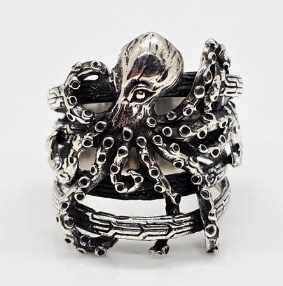 Heavy Sterling Silver Octopus Ring #2176990 | Auctionninja.com