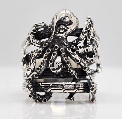 Heavy Sterling Silver Octopus Ring #2176990 | Auctionninja.com