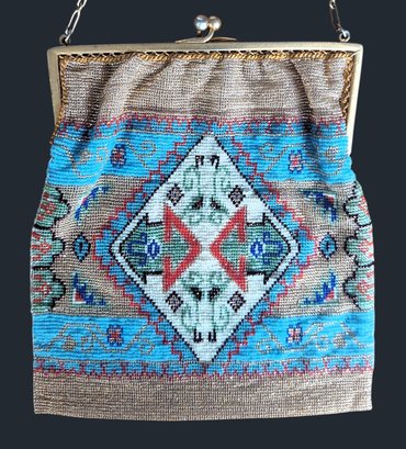 Vintage 1920s Art Deco Native American Style Geometric Beaded Purse ...