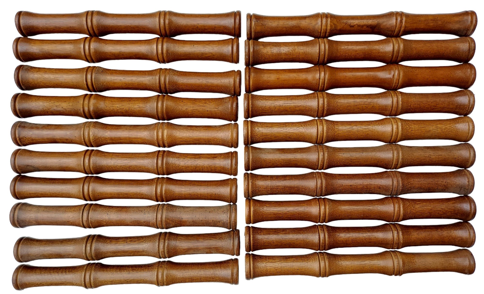 LOT OF 20 WALNUT FINISHED 15" WOODEN SPINDLES WITH THREADED WOODEN ...