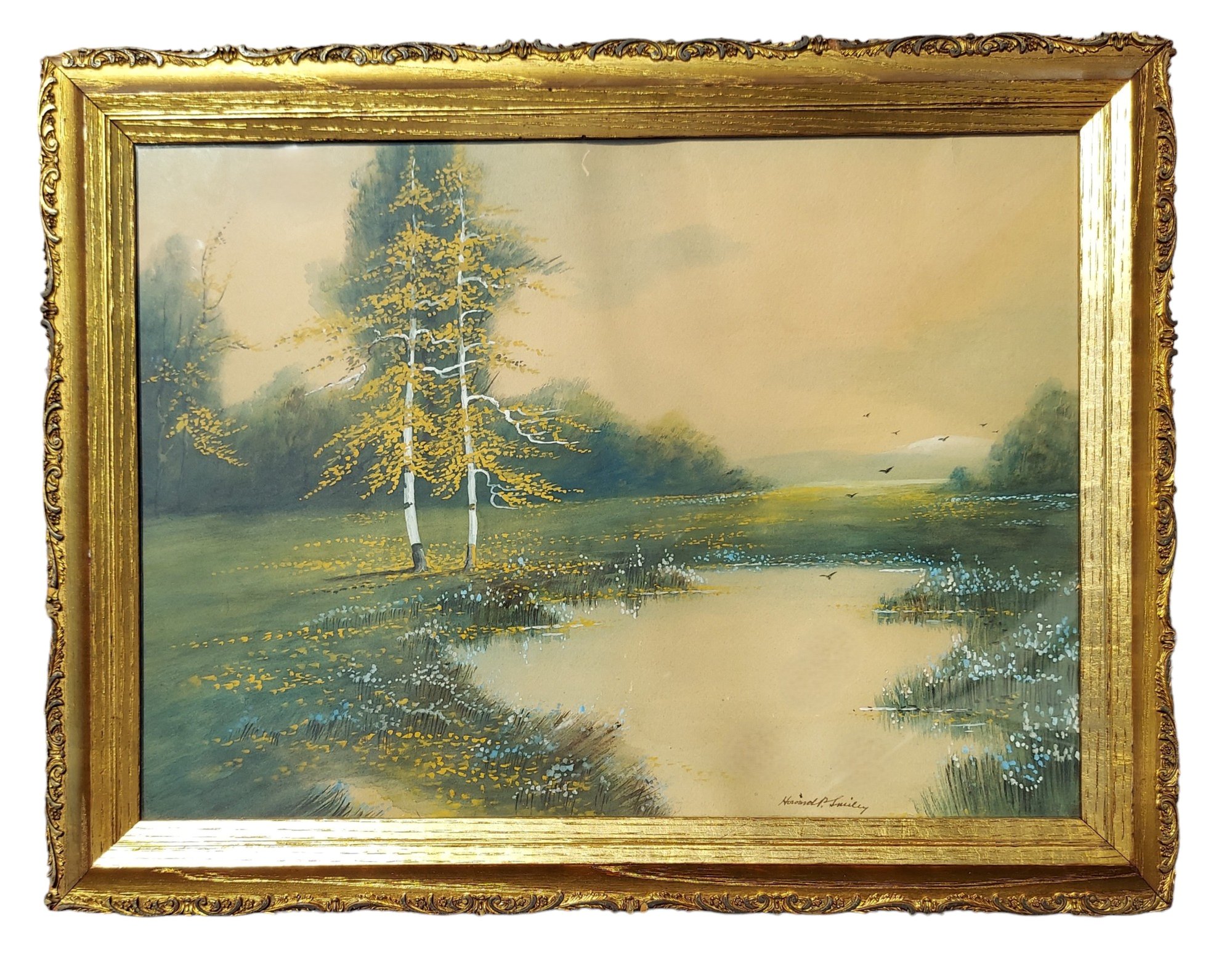 LISTED ARTIST HOWARD P SMILEY BEAUTIFUL VINTAGE CIRCA 1950s LANDSCAPE ...