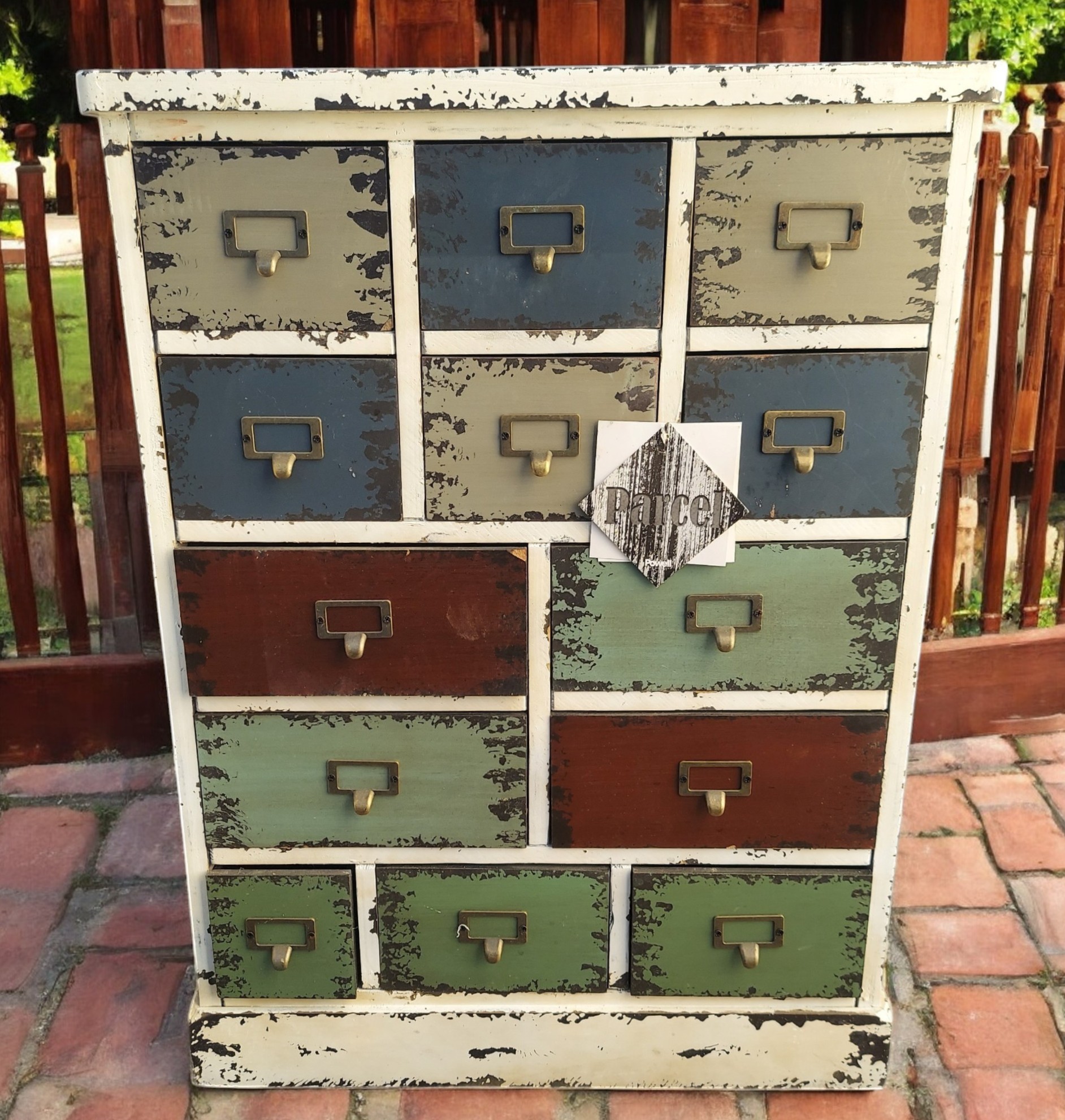 New With Tags Powell Furniture 13 Drawer Distressed Storage Chest ...