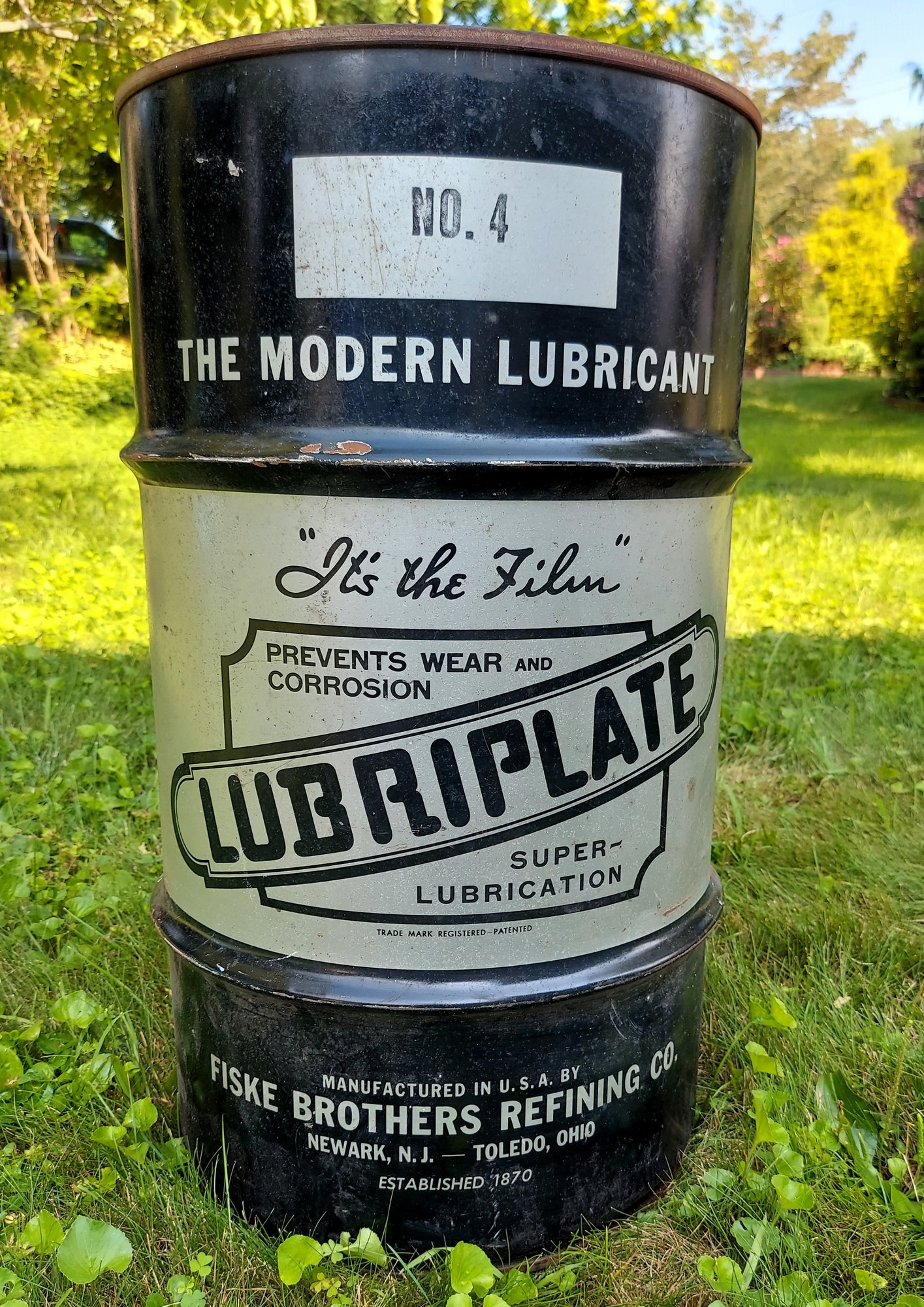 Rare Vintage LUBRIPLATE 16 Gallon Oil Can Drum Barrel #1834 ...