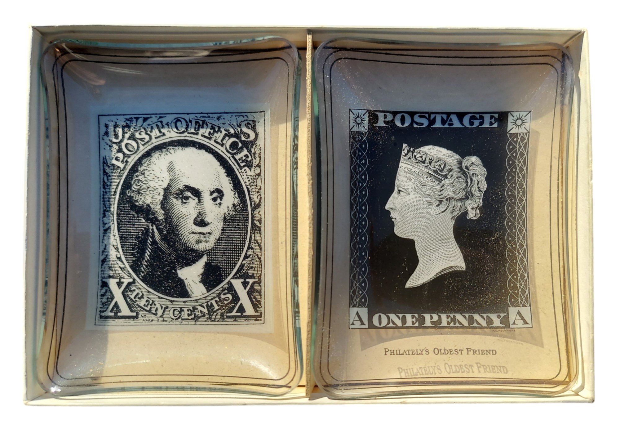 Rare Antique First Postage Stamps From 1840 & 1847 Souvenir Glass ...