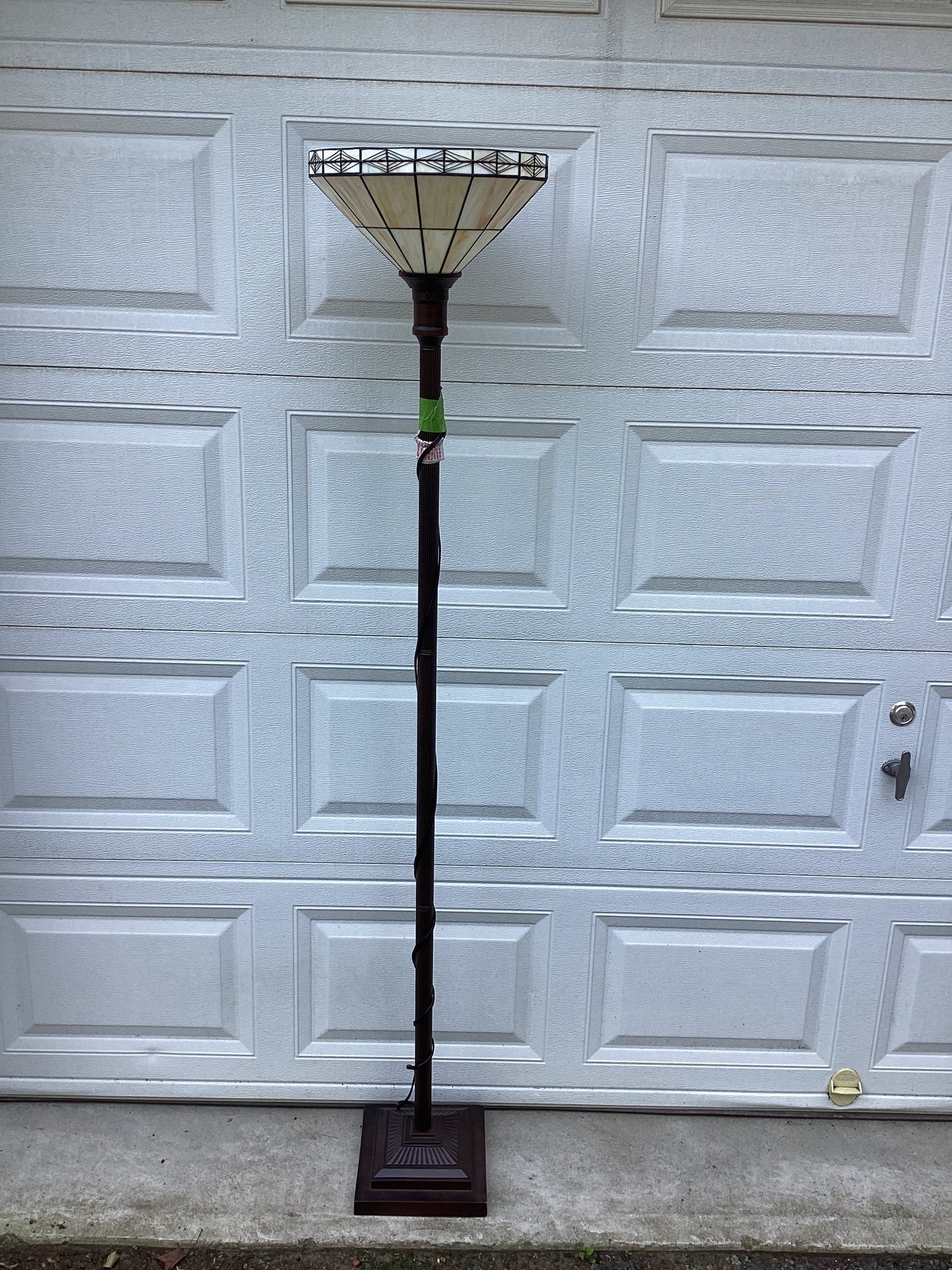 Super Nice Torch, Lamp, Leaded, Glass, Three-way Switch Bronze Patina ...