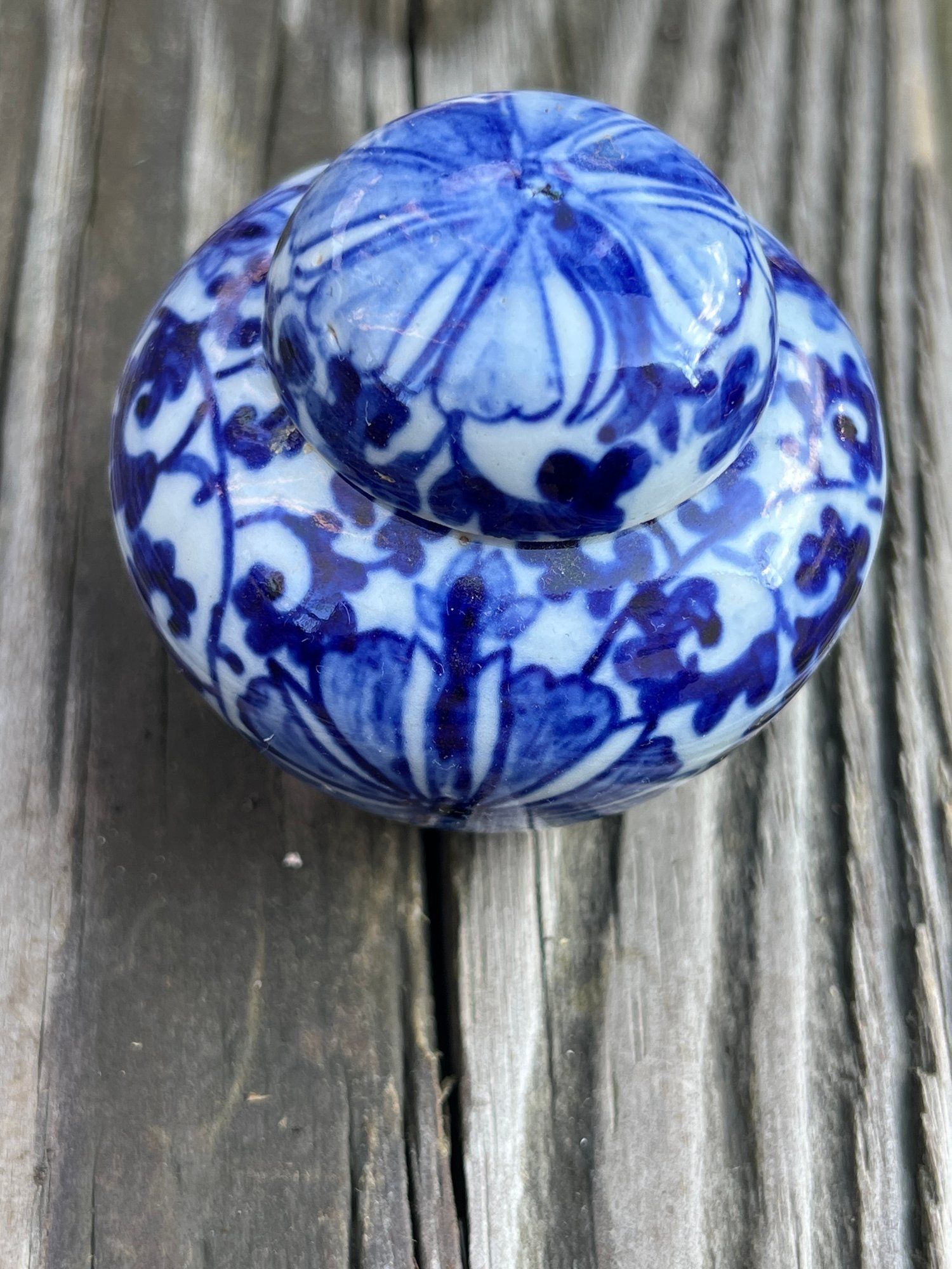 Small Thailand Imported Cobalt And White Chinoiserie Covered Trinket ...