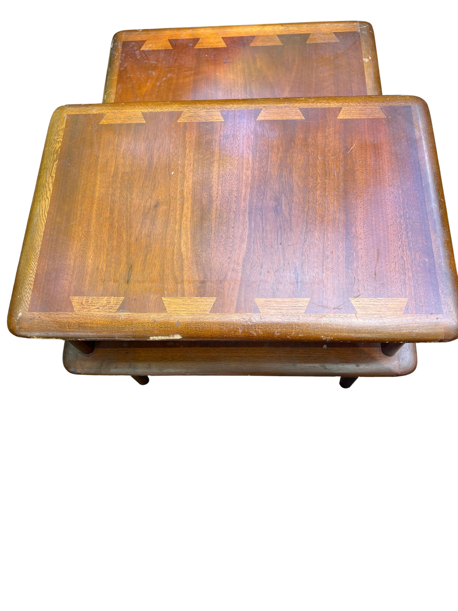 Pair Of Lane Mid Century Double-decker End Tables With Dovetail Pattern ...