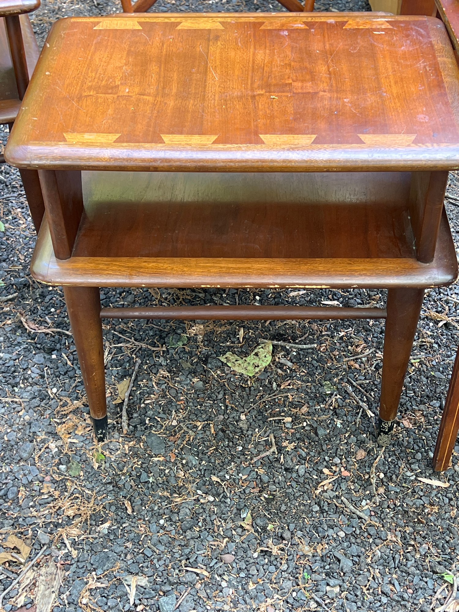 Pair Of Lane Mid Century Double-decker End Tables With Dovetail Pattern ...