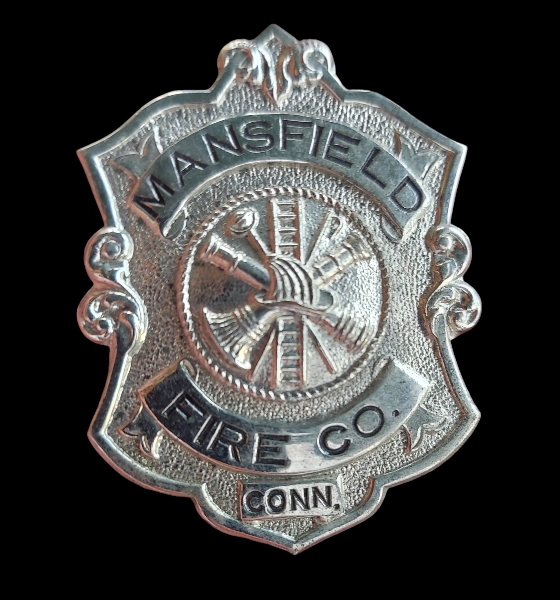 Vintage Mansfield Connecticut Fire Dept Badge #12509 | Auctionninja.com