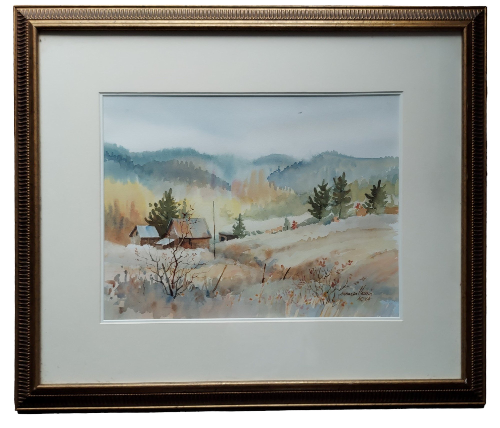 Well Done Signed Maurin Vintage Autumn Landscape Watercolor Painting ...