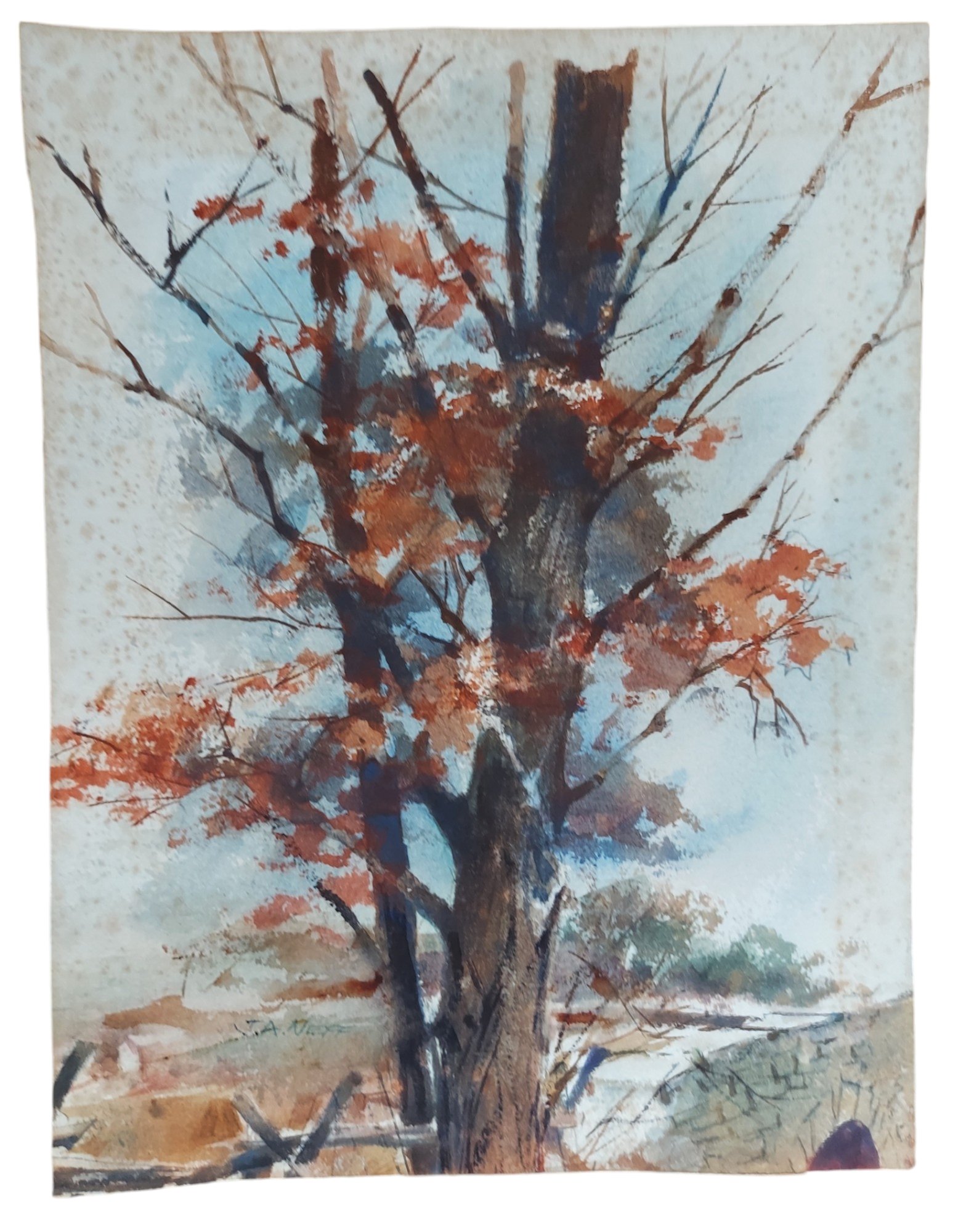Listed Connecticut Artist John A. Neff (1926 - 2017) Rural Autumn ...