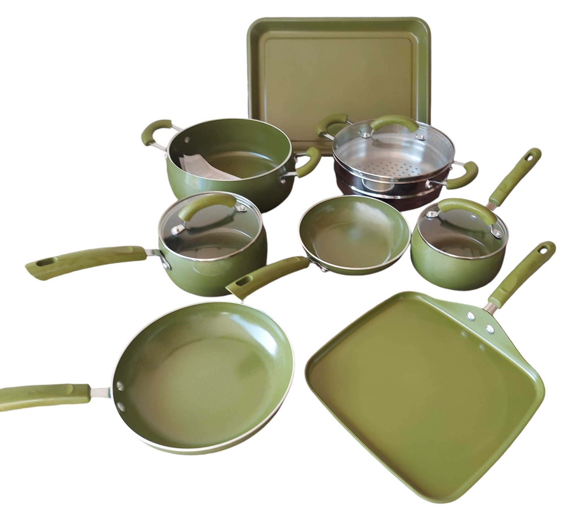 Brand New Earth Pan 11 Pc Non Stick Eco Friendly Cookware Set In Olive ...