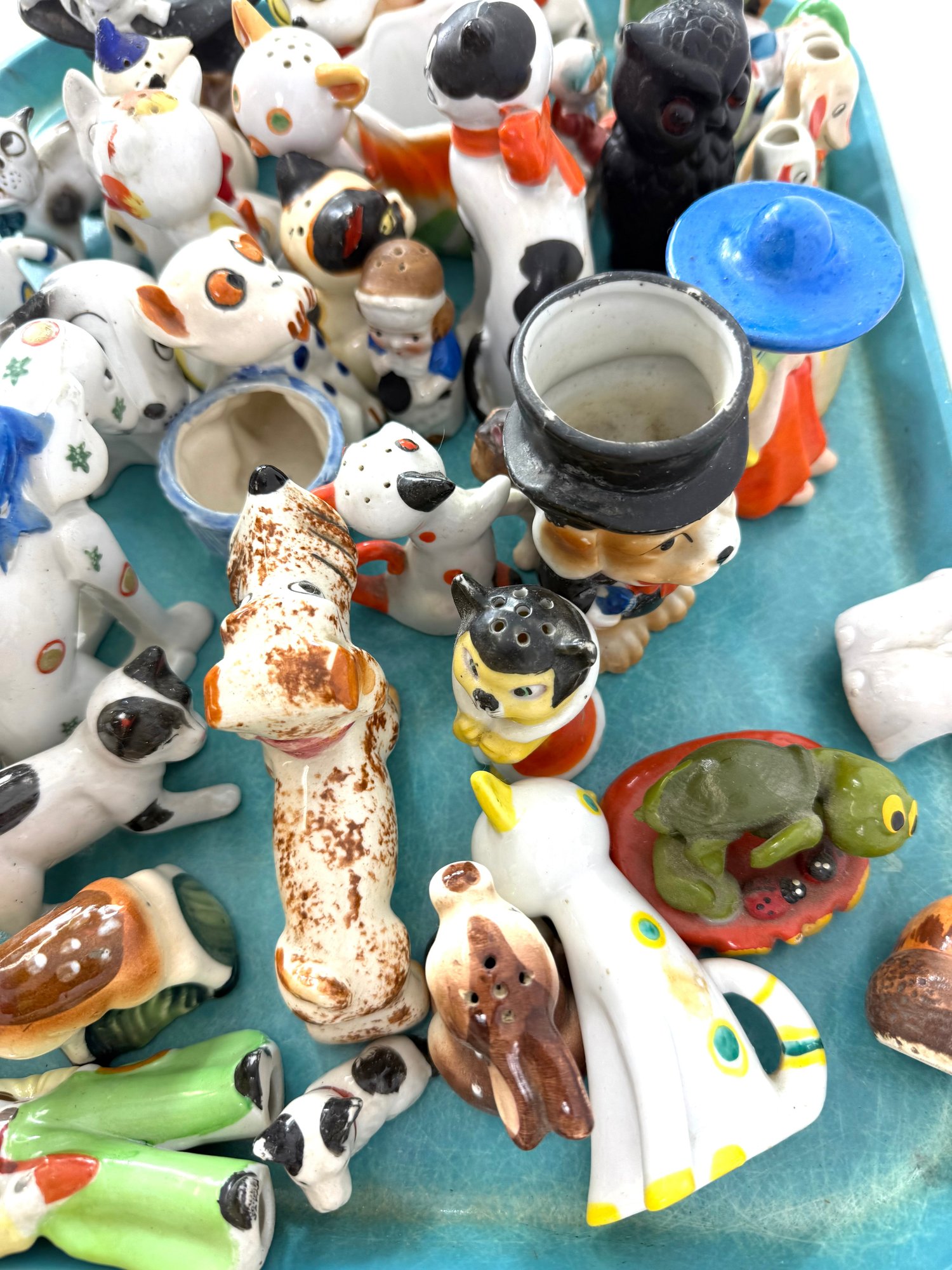 First Group Of Ceramic Figurines Including Cowboy And And Yellow Dog ...
