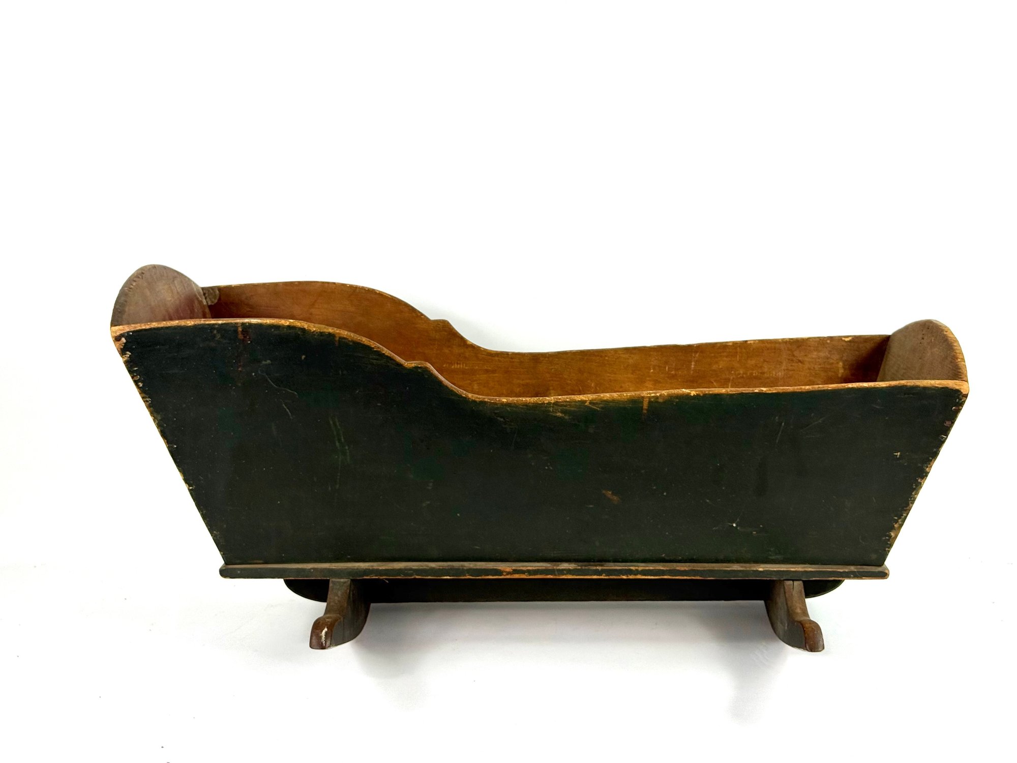 Early 1800s Wooden Cradle In Green Paint #3462 | Auctionninja.com