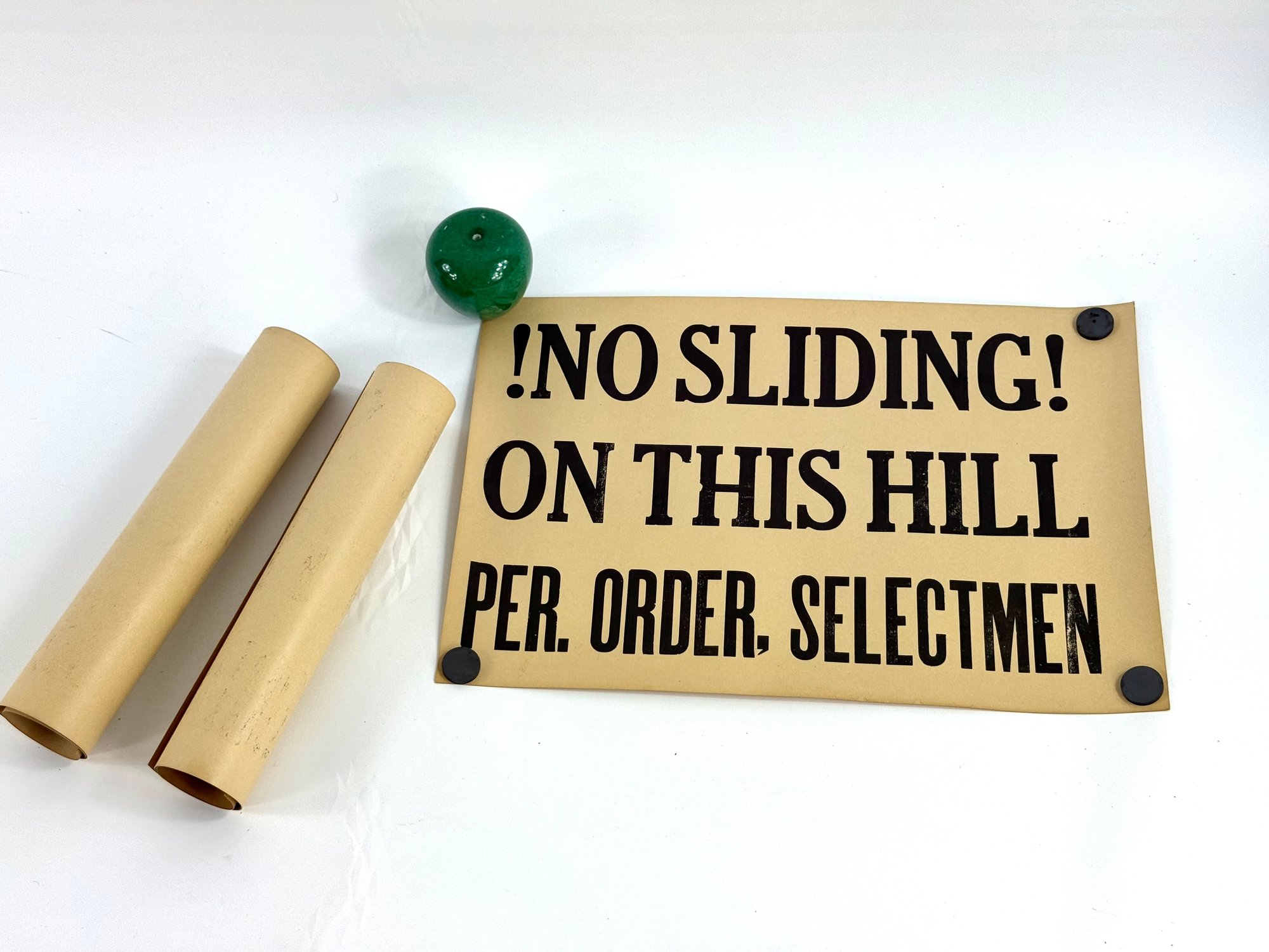 Three Old No Sledding On This Hill Paper Signs #3537 | Auctionninja.com