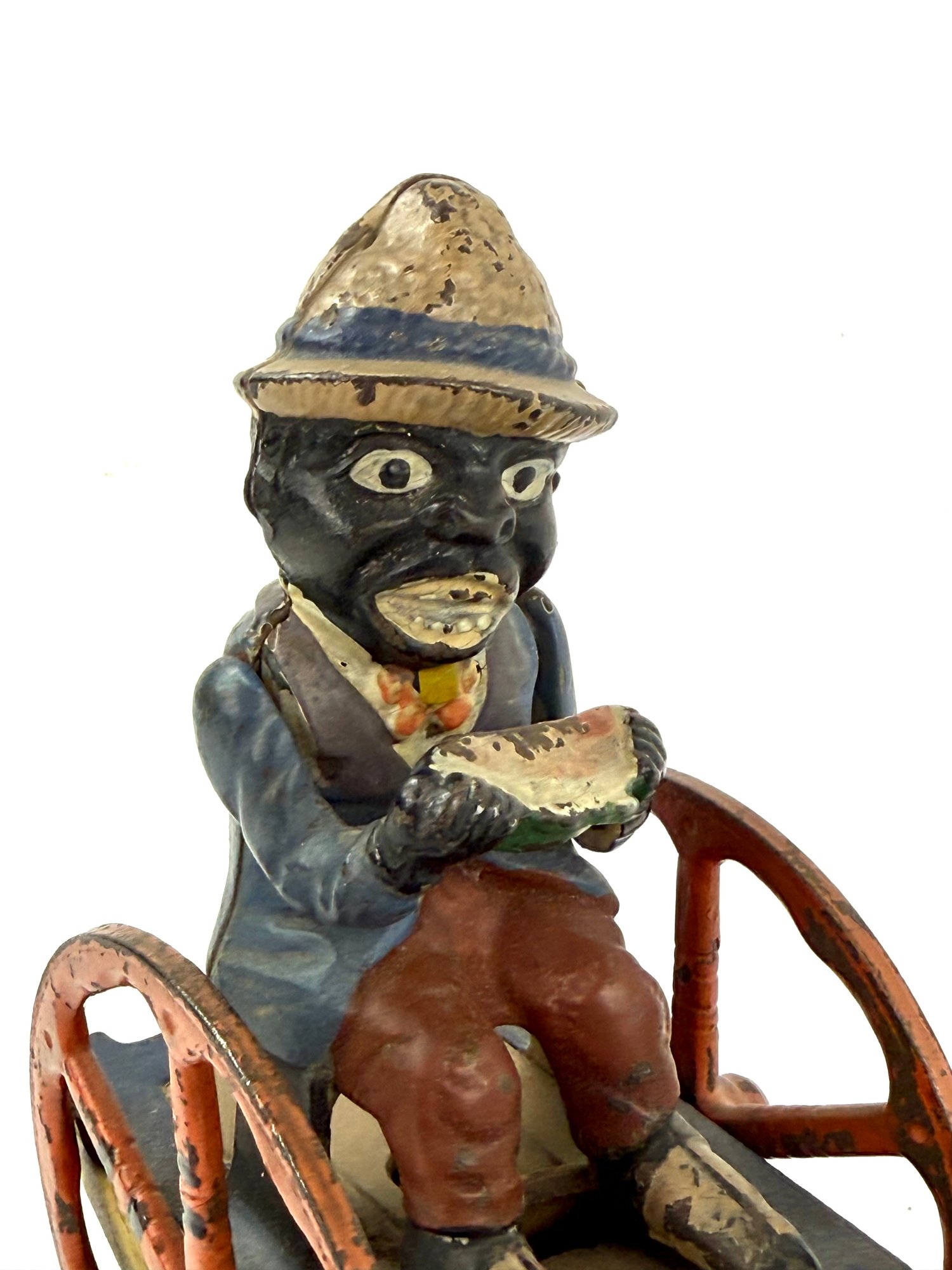Antique J.E. STEVENS Cast Iron Mechanical Toy Of Boy Scaring Farmer ...