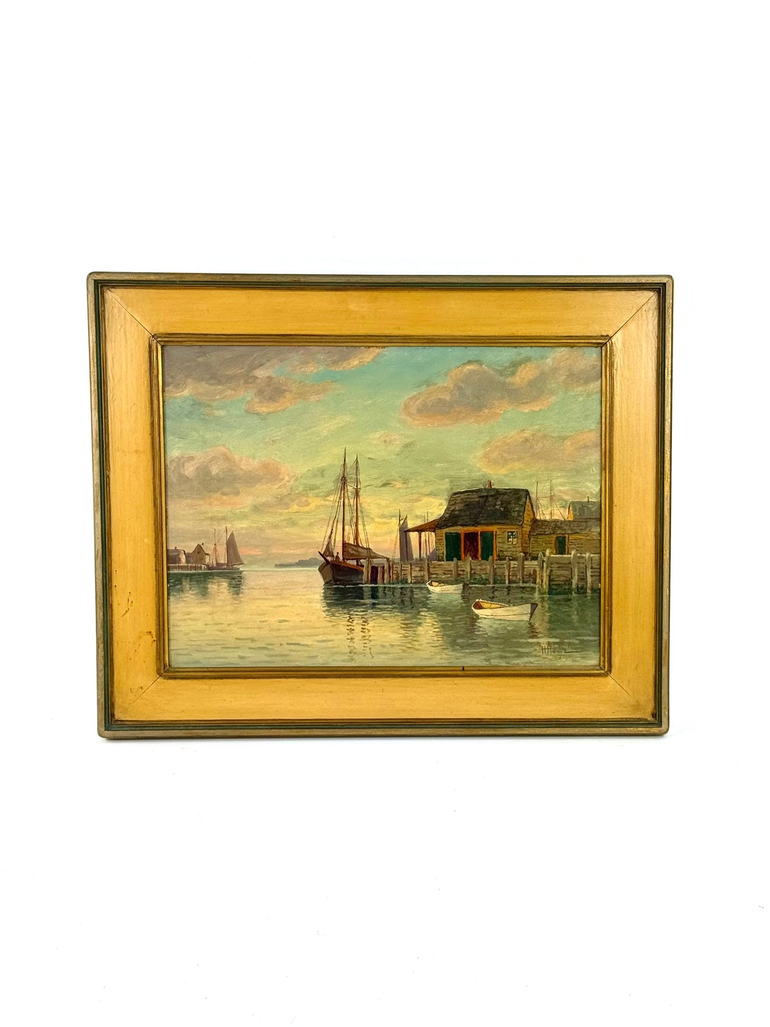 1940s Harbor Sunset Scene Oil On Board By Harry H Howe #3583 ...