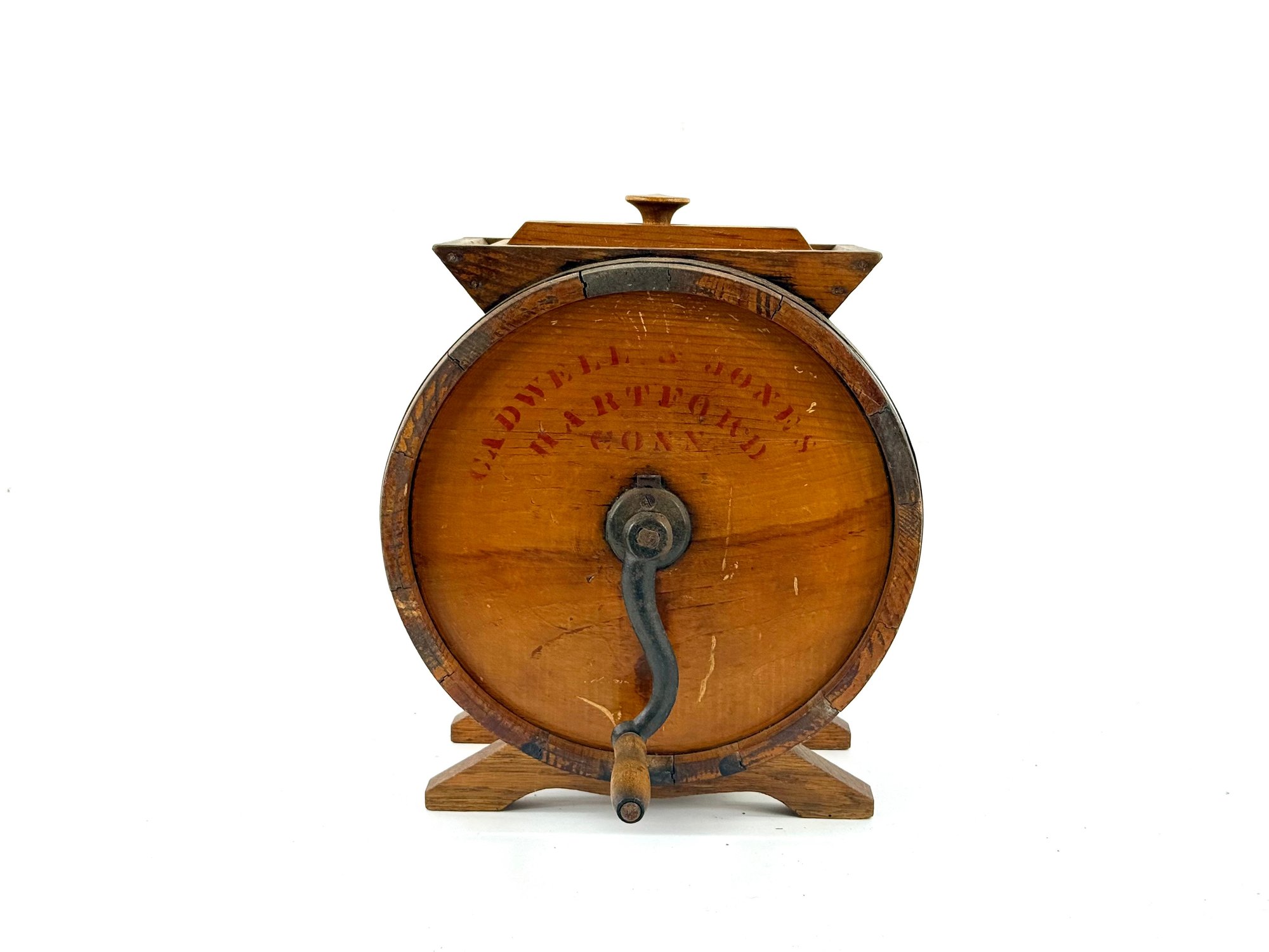 Cadwell Jones Antique Butter Churn With Cow #3697 | Auctionninja.com