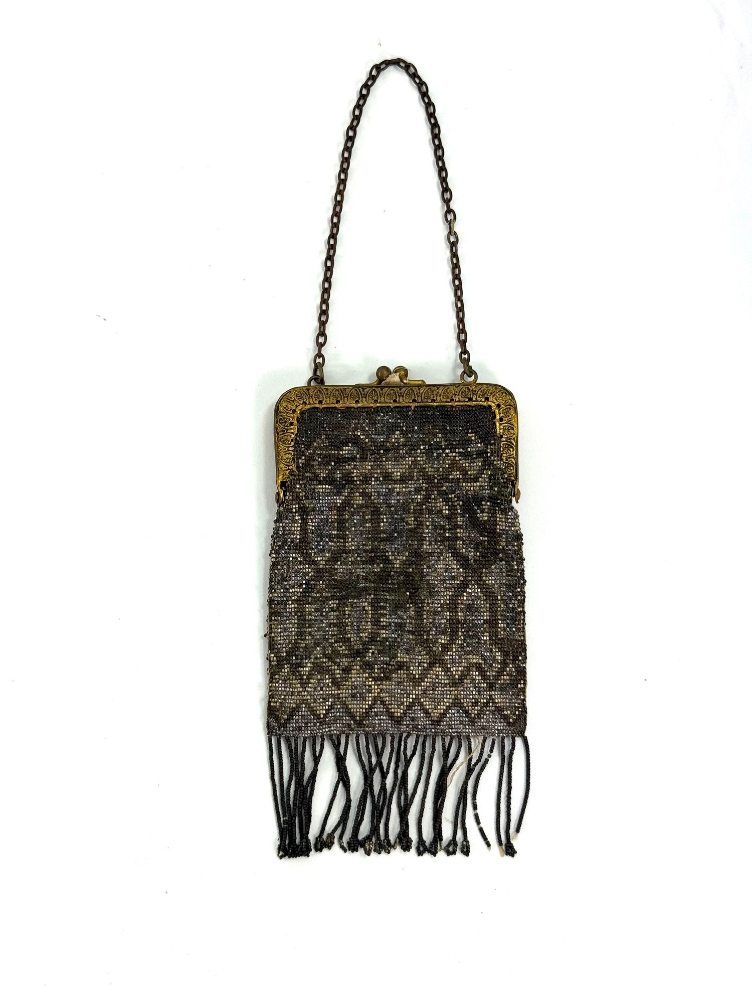 Art Deco Purse With Hanging String Beads In A Egyptian Pattern #3753 ...