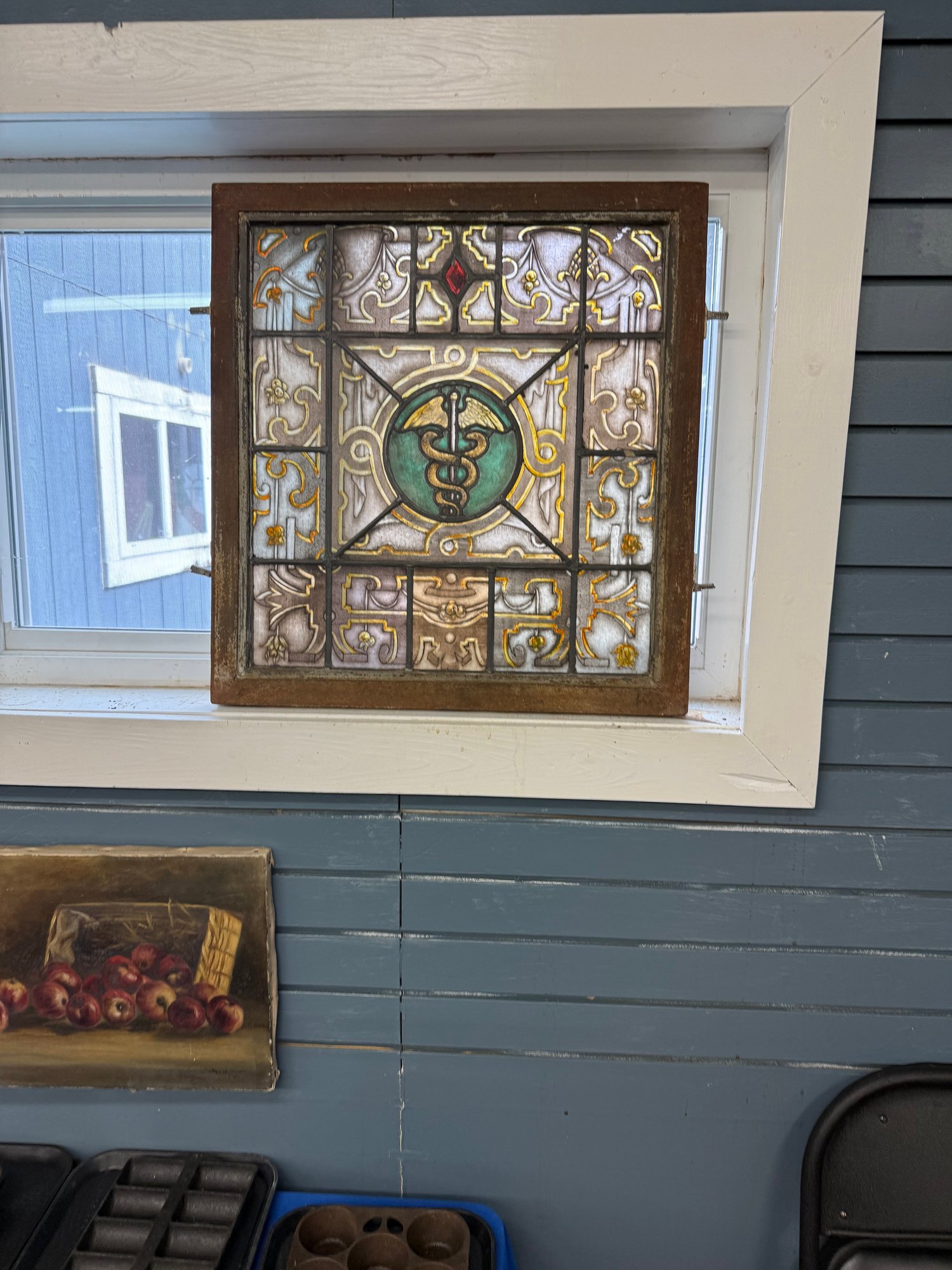 Antique Leaded Medical Window #2887 | Auctionninja.com