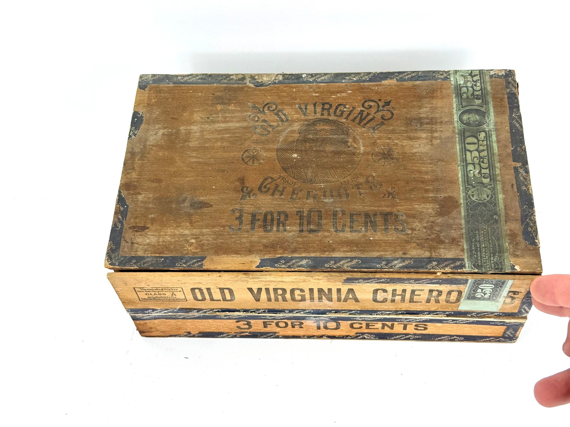 Early Virginia Cheroots Tobacco Advertising Box #3371 | Auctionninja.com