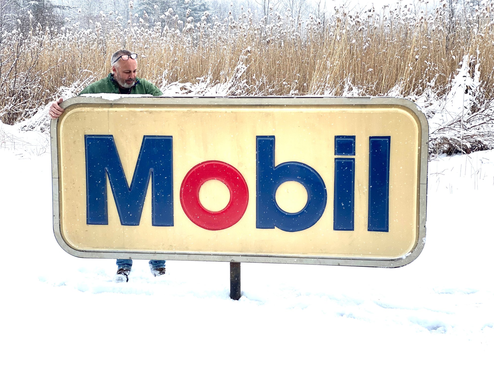 Large Double Sided 1970s Light UP Mobil Sign #1711 | Auctionninja.com