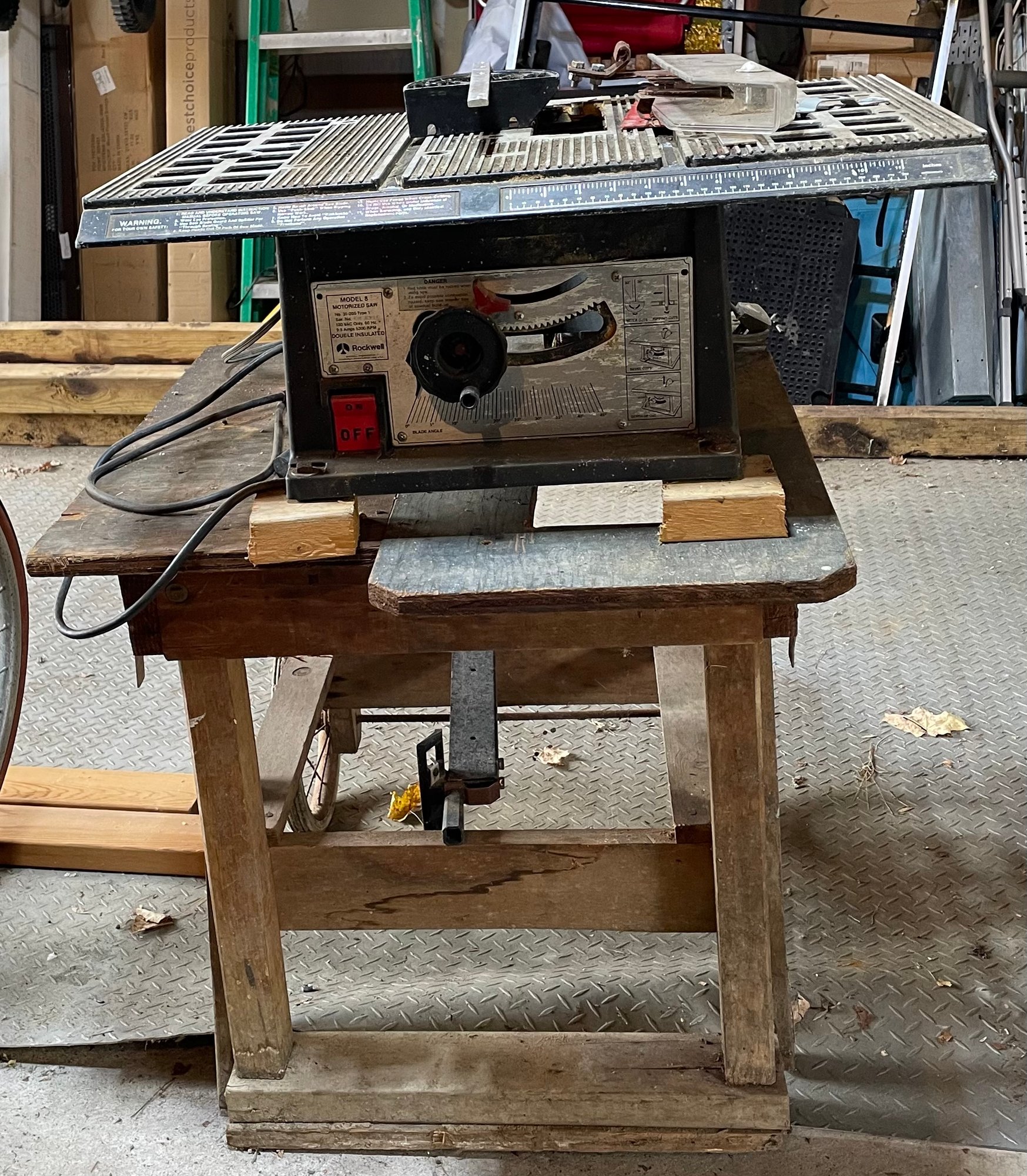 Vintage Rockwell Model 8 Motorized Table Saw On Hand Made Cart With ...