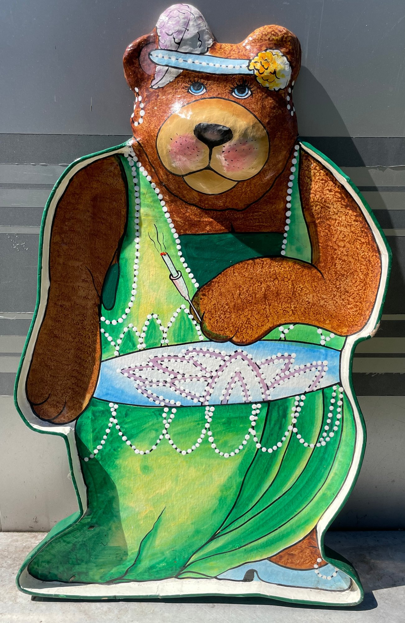 Painted Teddy Bear On Hardened Paper Mache #5527 | Auctionninja.com