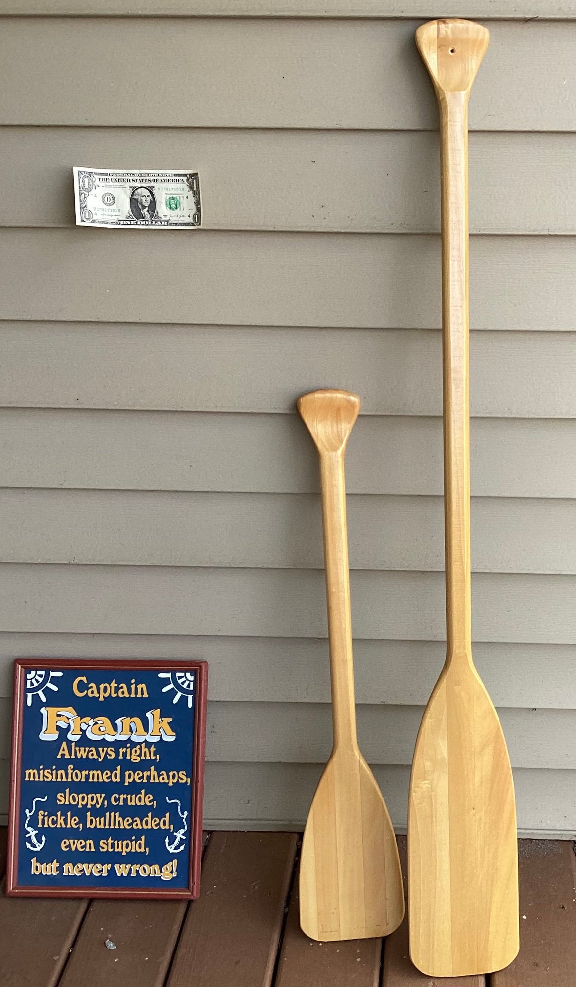 Captain Frank Plaque And 2 New Wooden Oars From Featherbrand ...