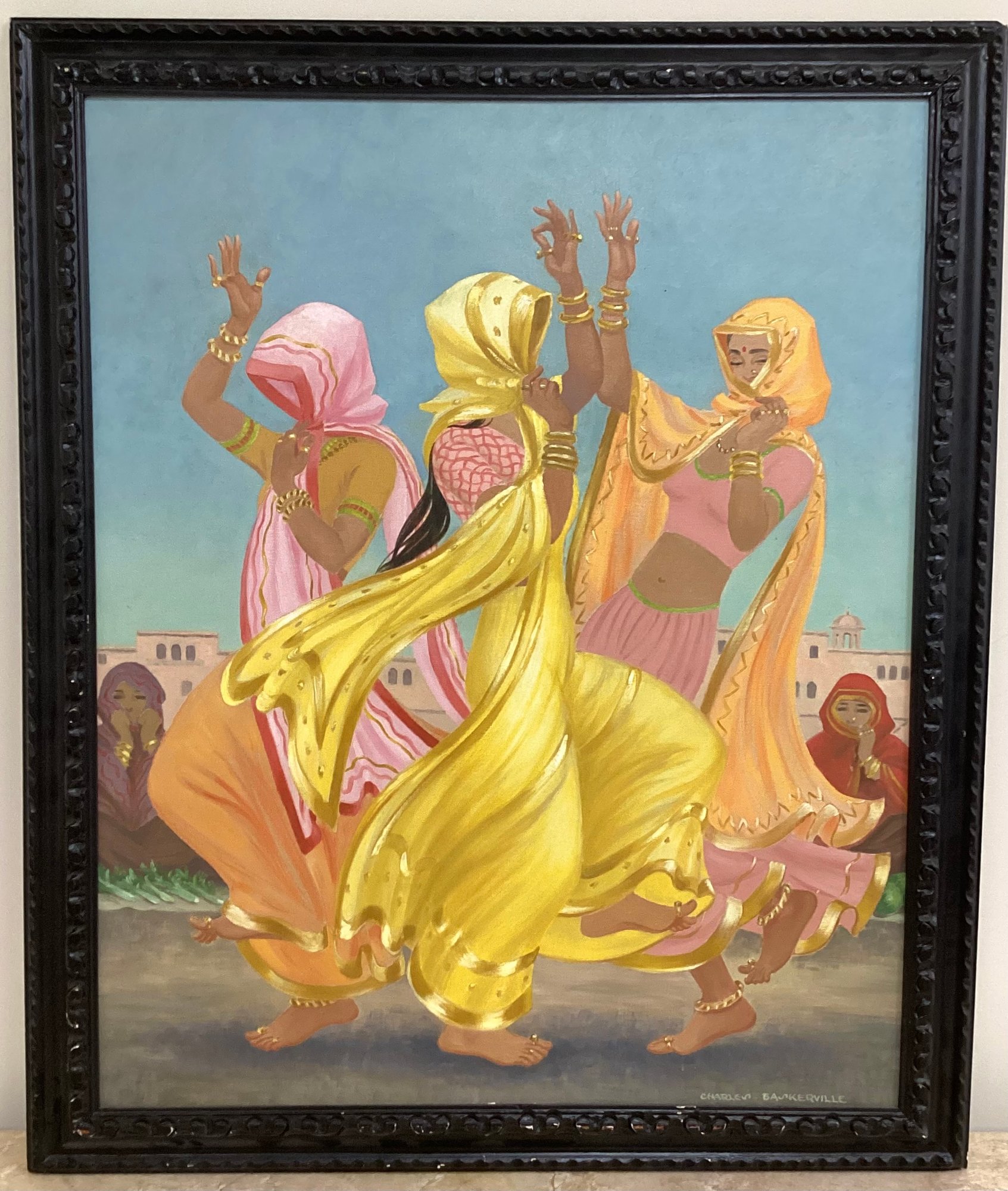 Framed Original Oil Painting By Charles Baskerville Titled: Dancing ...