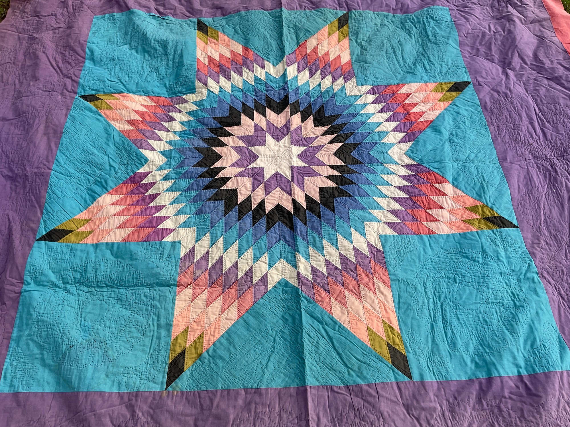 89 X 94 Vintage Star Of Bethlehem Hand Made Quilt Amish Design #14584 ...