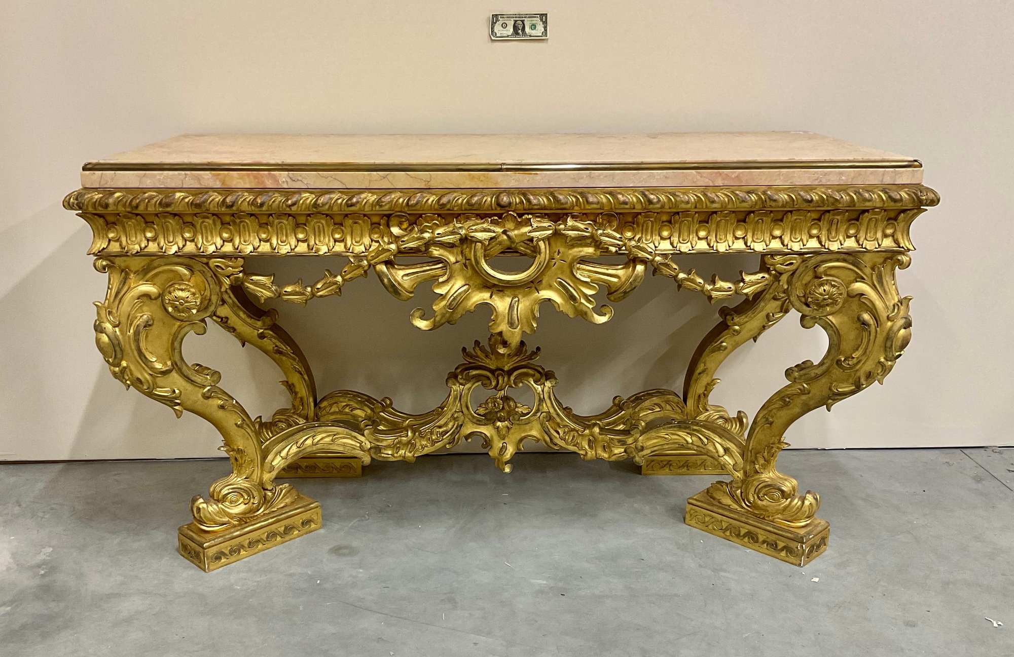 19th. Century Italian Rococo Marble Top Console Table #12352 ...