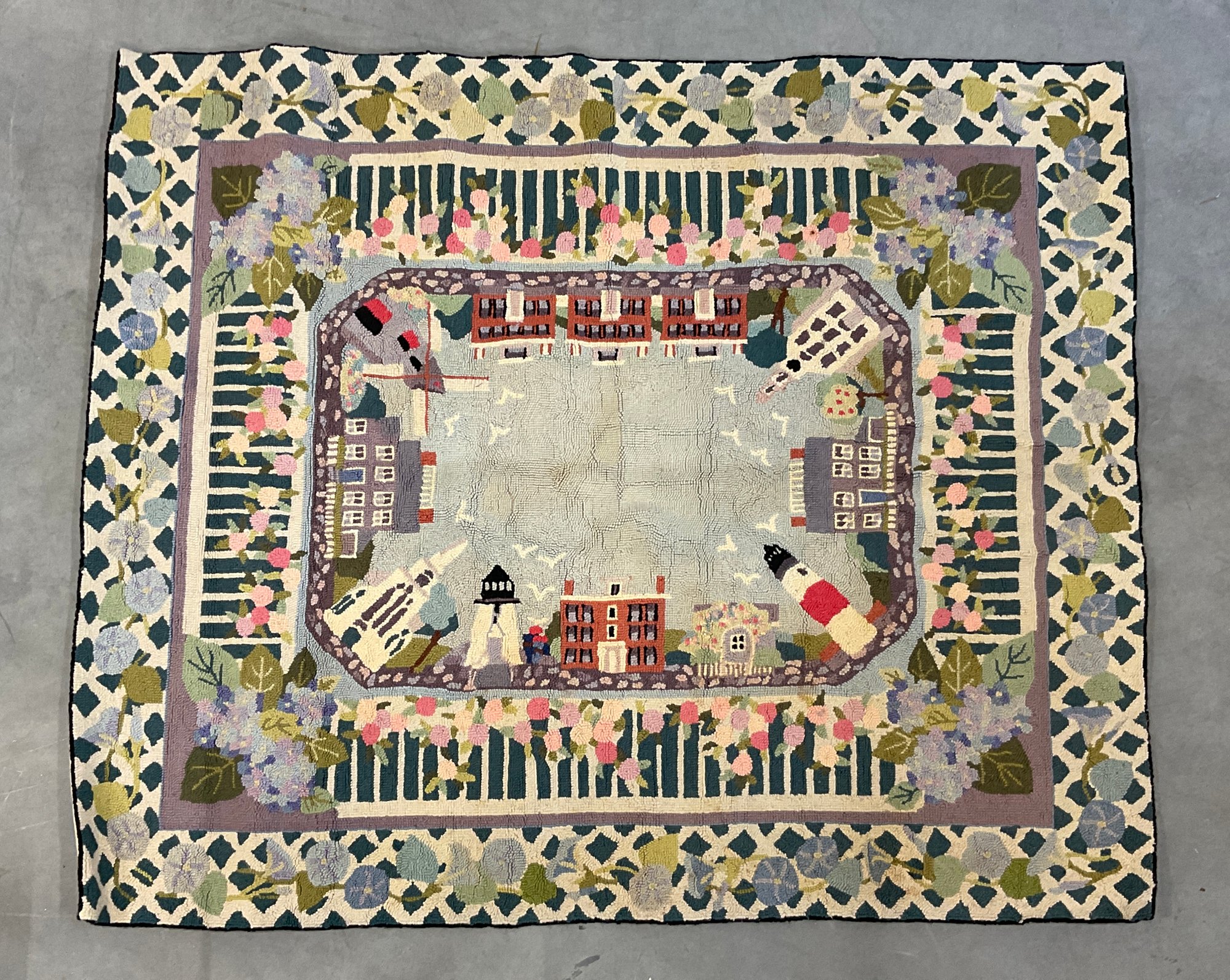 Large 62 X 75 Claire Murry Hand Made Hooked Rug NANTUCKET Pattern # N37 ...