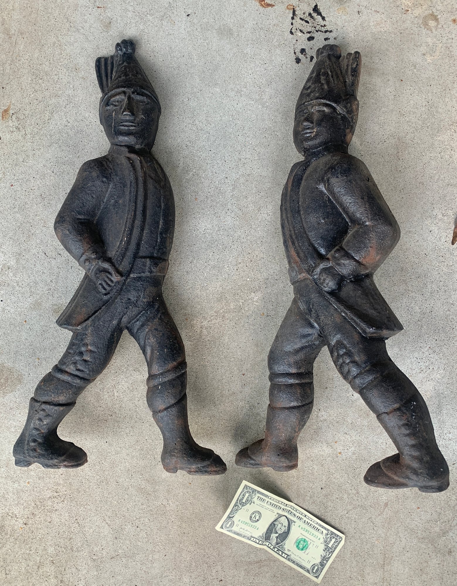 Antique Cast Iron Hessian Soldier Andirons #11514 | Auctionninja.com