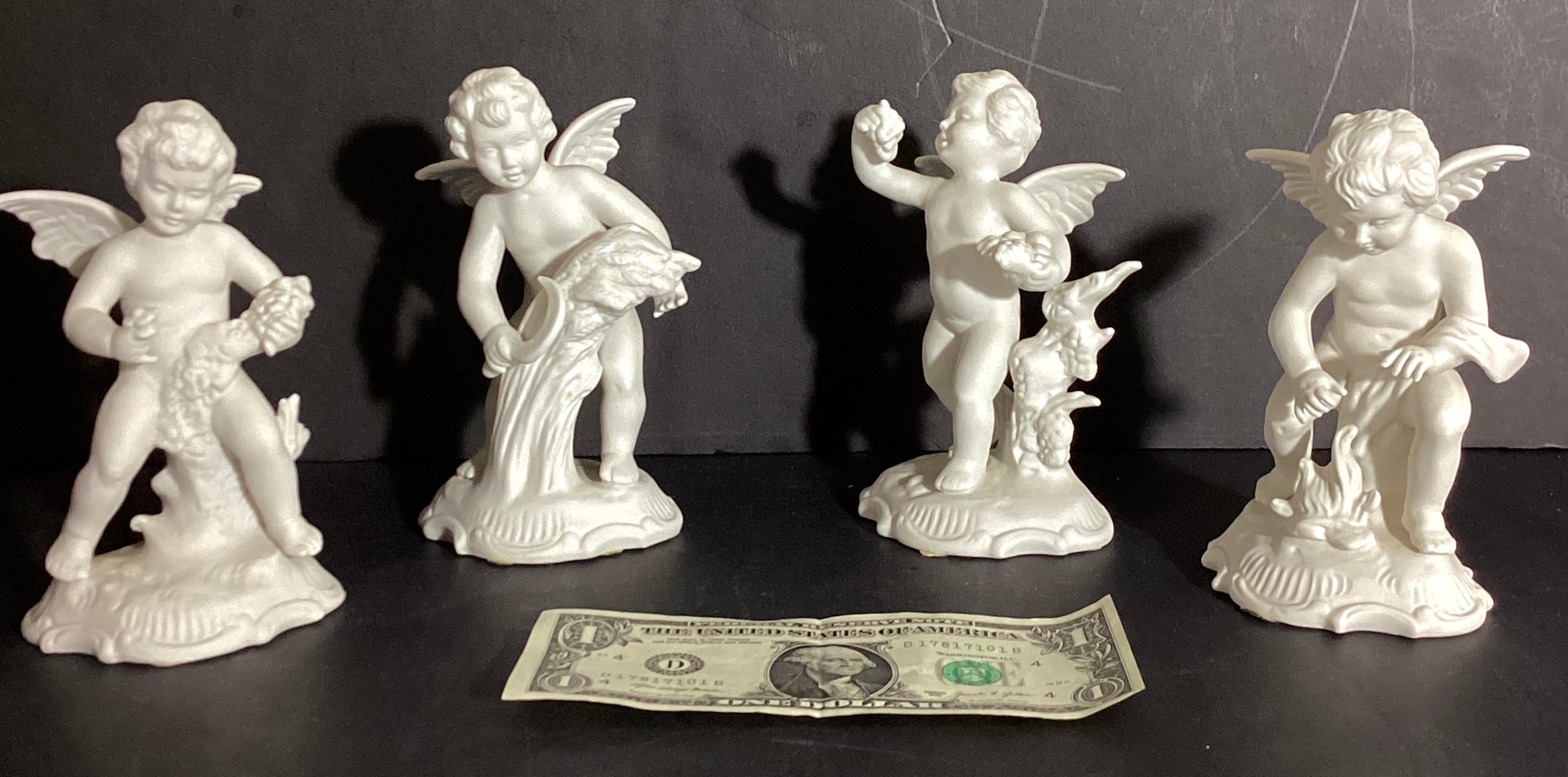 4 Vintage Dresden Crown Porcelain Angels From Germany #11925 ...