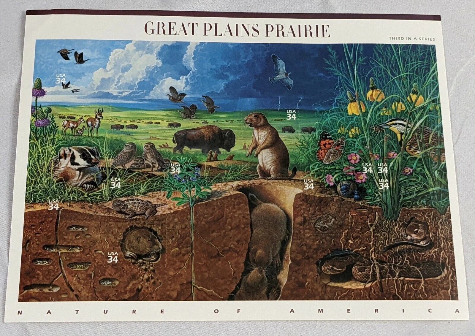 Great Plains Prairie Full Pane Postage Stamps Nature Of America 34C USA ...