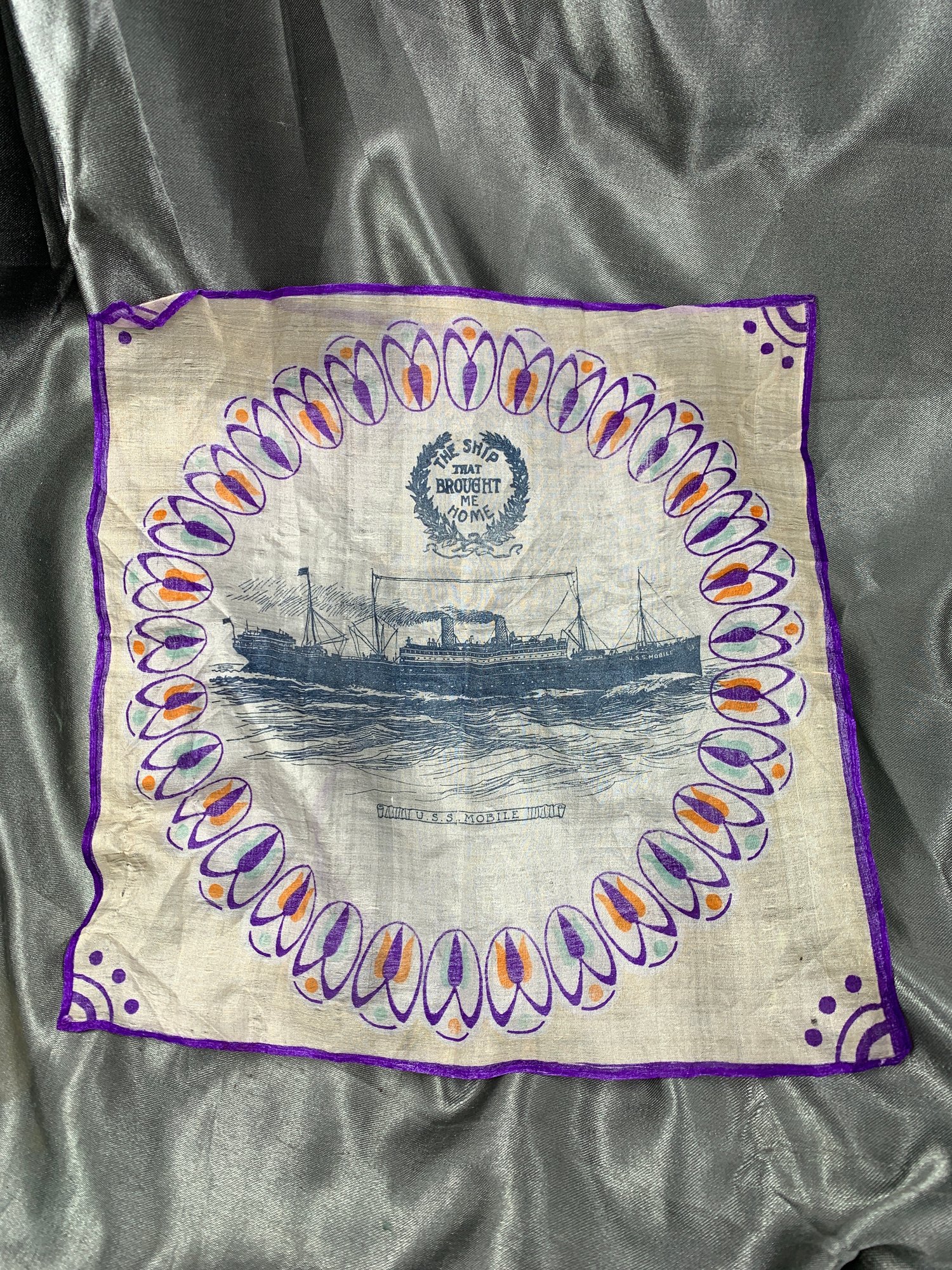 WWI USS Mobile Handkerchief #1177 | Auctionninja.com