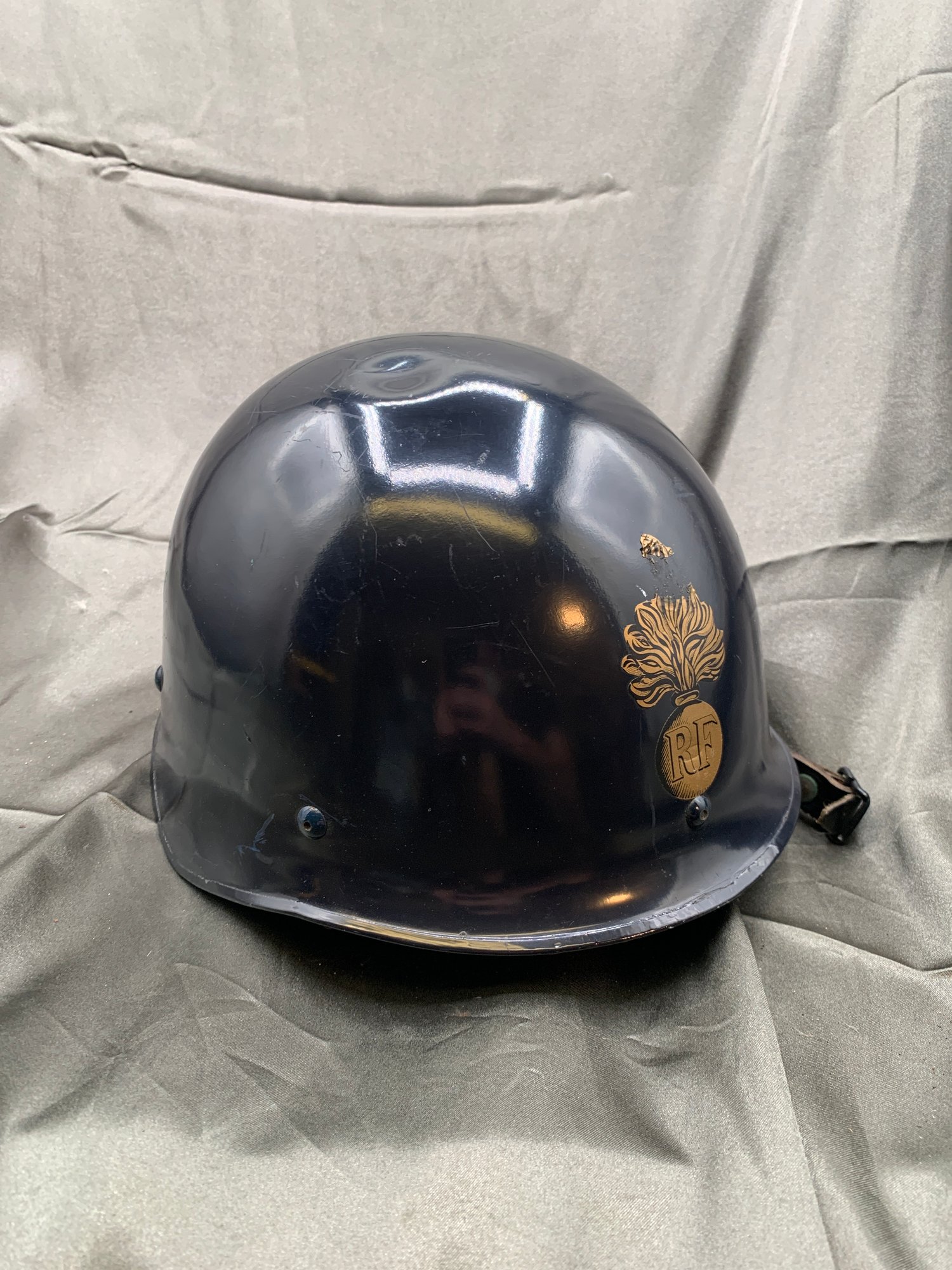 FRENCH M51 BLUE MILITARY POLICE HELMET #1526 | Auctionninja.com
