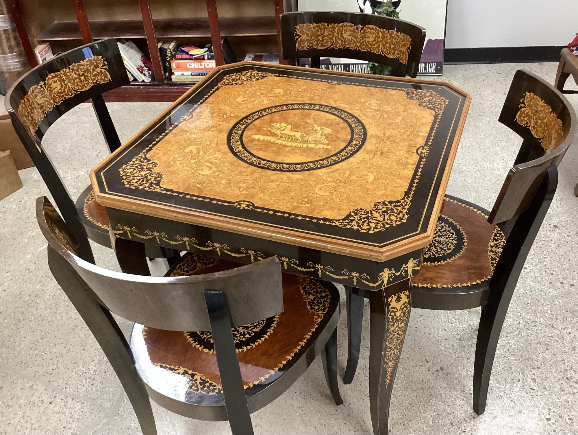 Beautiful Game Table With Four Chairs #1431 | Auctionninja.com