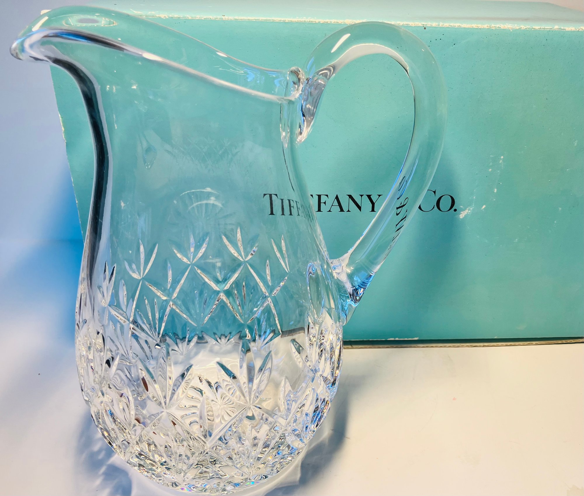 STUNNING TIFFANY CRYSTAL PITCHER (with Box)--9.5 Inches Tall #1642 ...