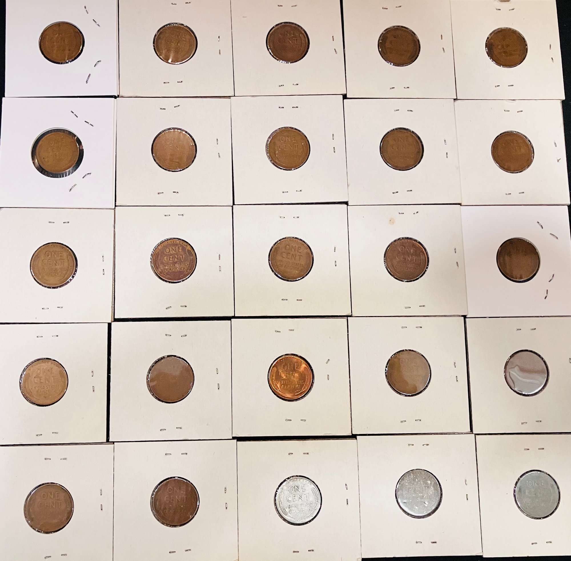 TWENTY FIVE (25) VERY OLD PENNIES----FROM 1912 TO 1943--Not Complete ...